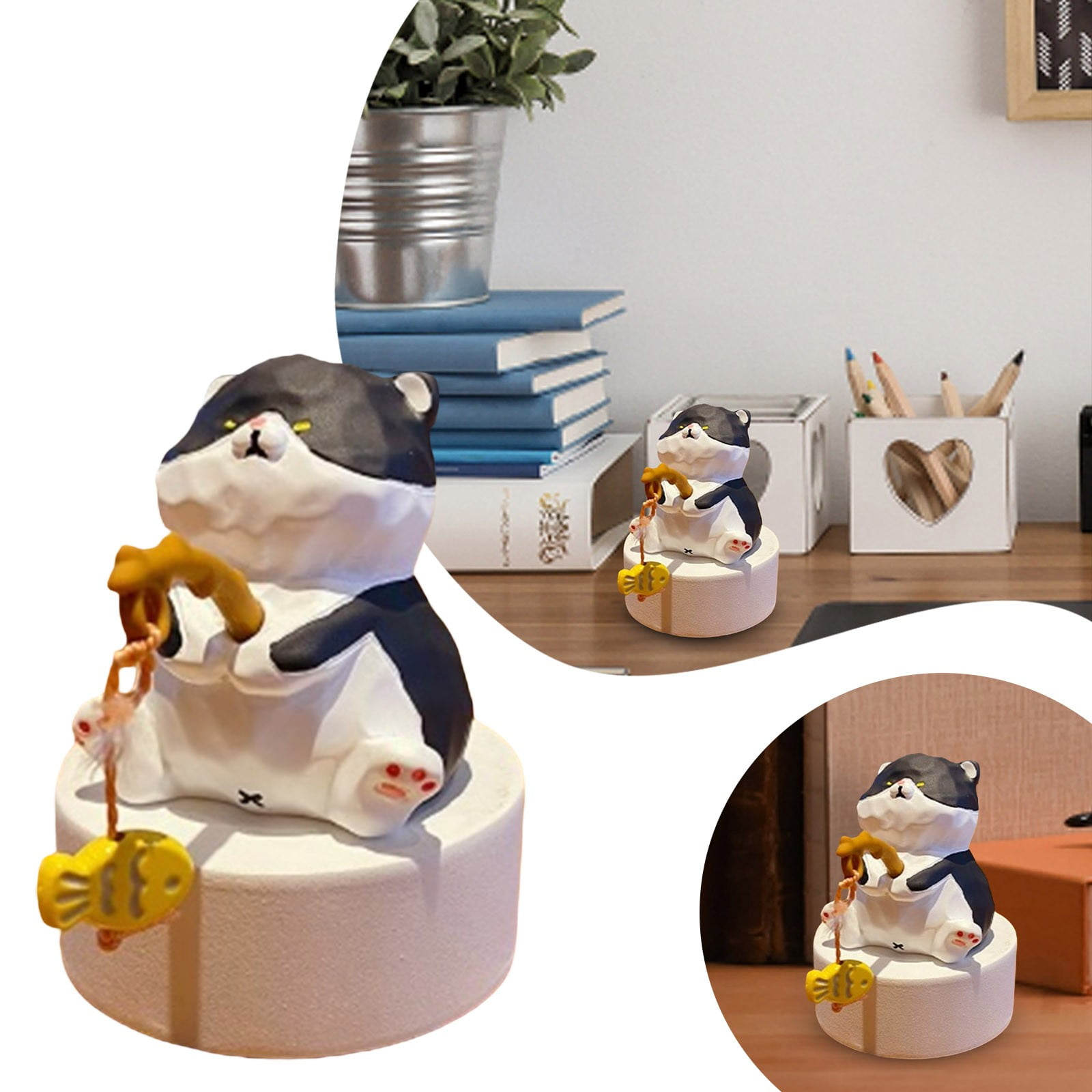 uvwlwu High-End Resin Cat Desktop Ornament Cute Style Stress Decorative ...