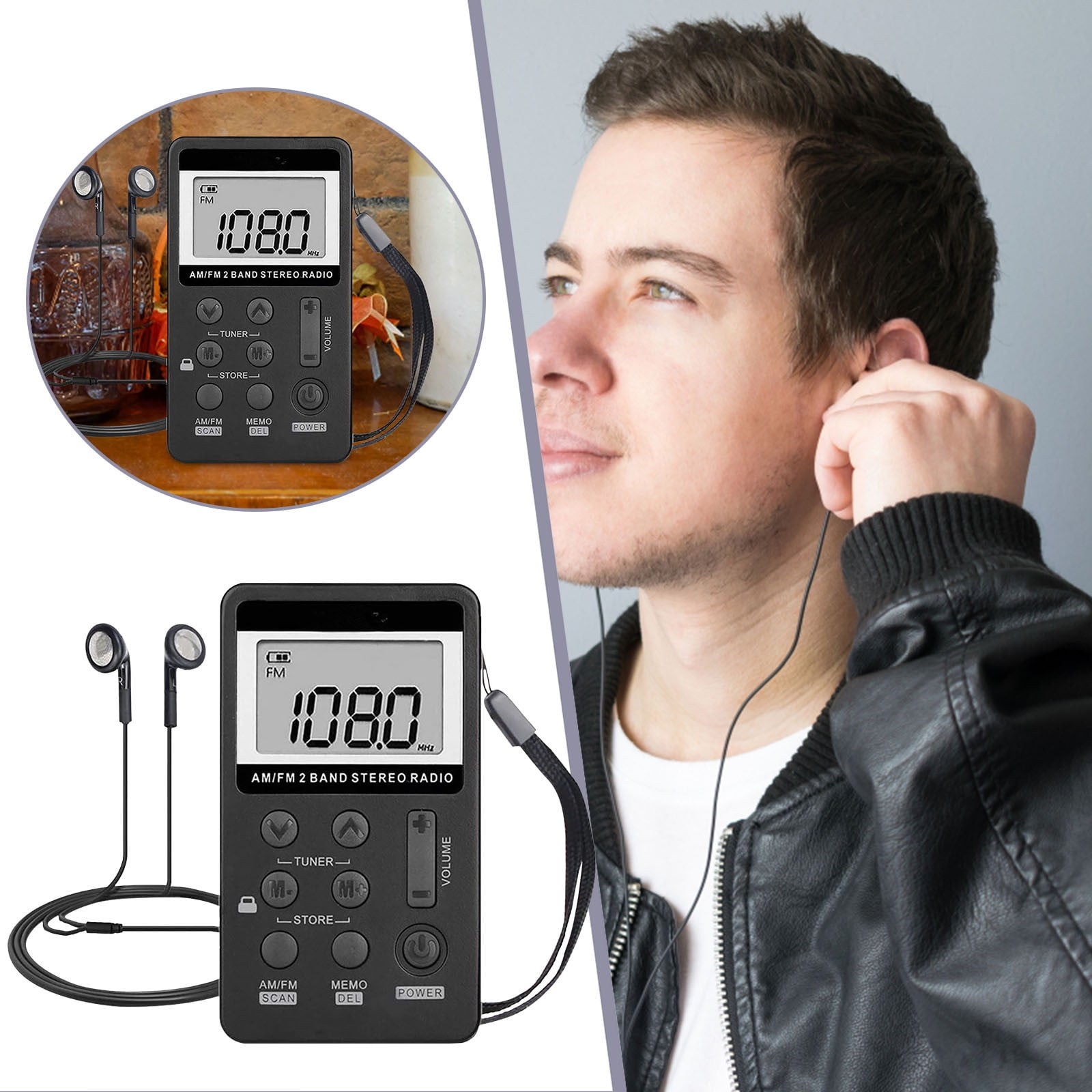 uvwlwu Mini Portable Digital AM FM Compact Travel Home Use Clear Sound ...