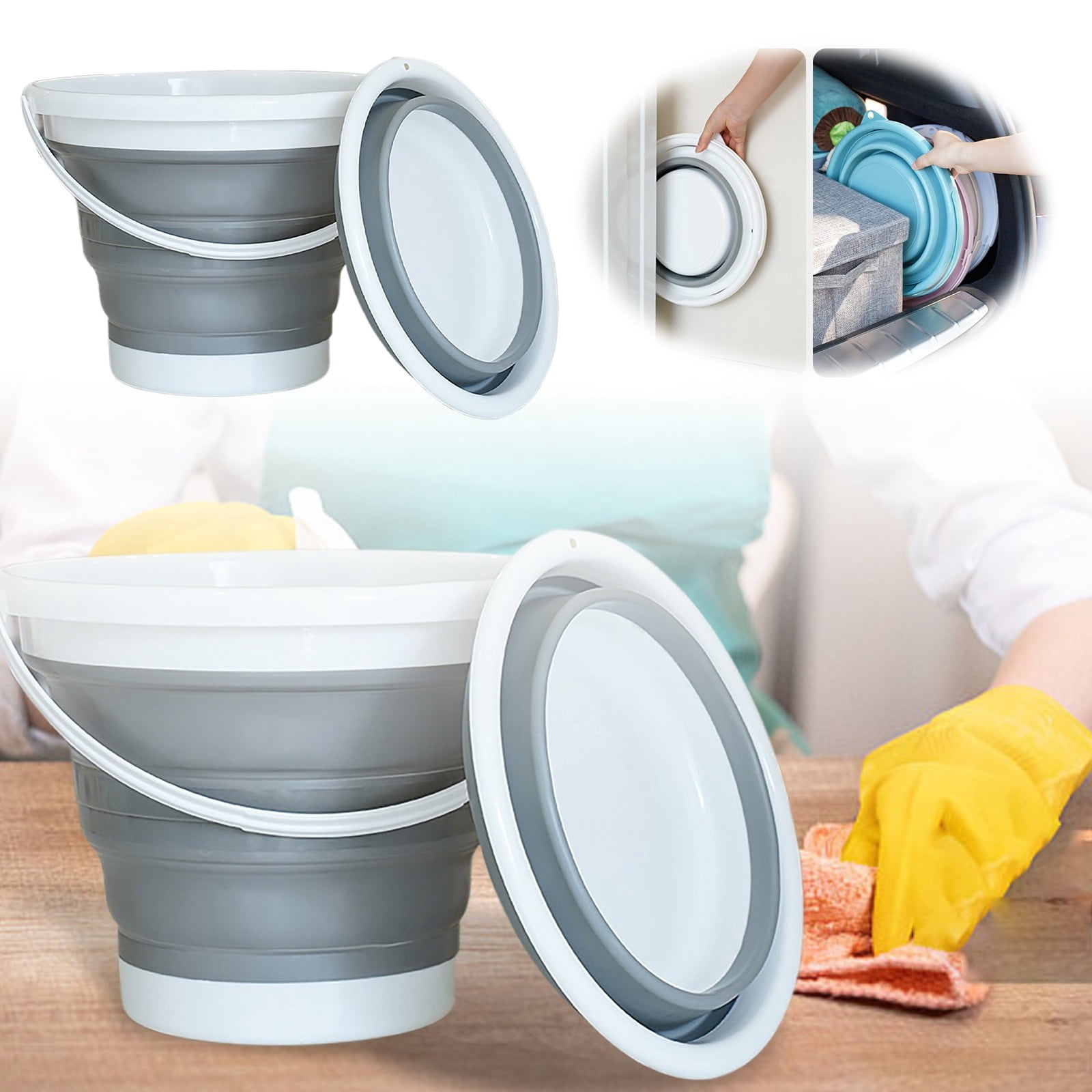 uvwlwu Portable Foldable Water Bucket and Wash Basin Set for Camping ...
