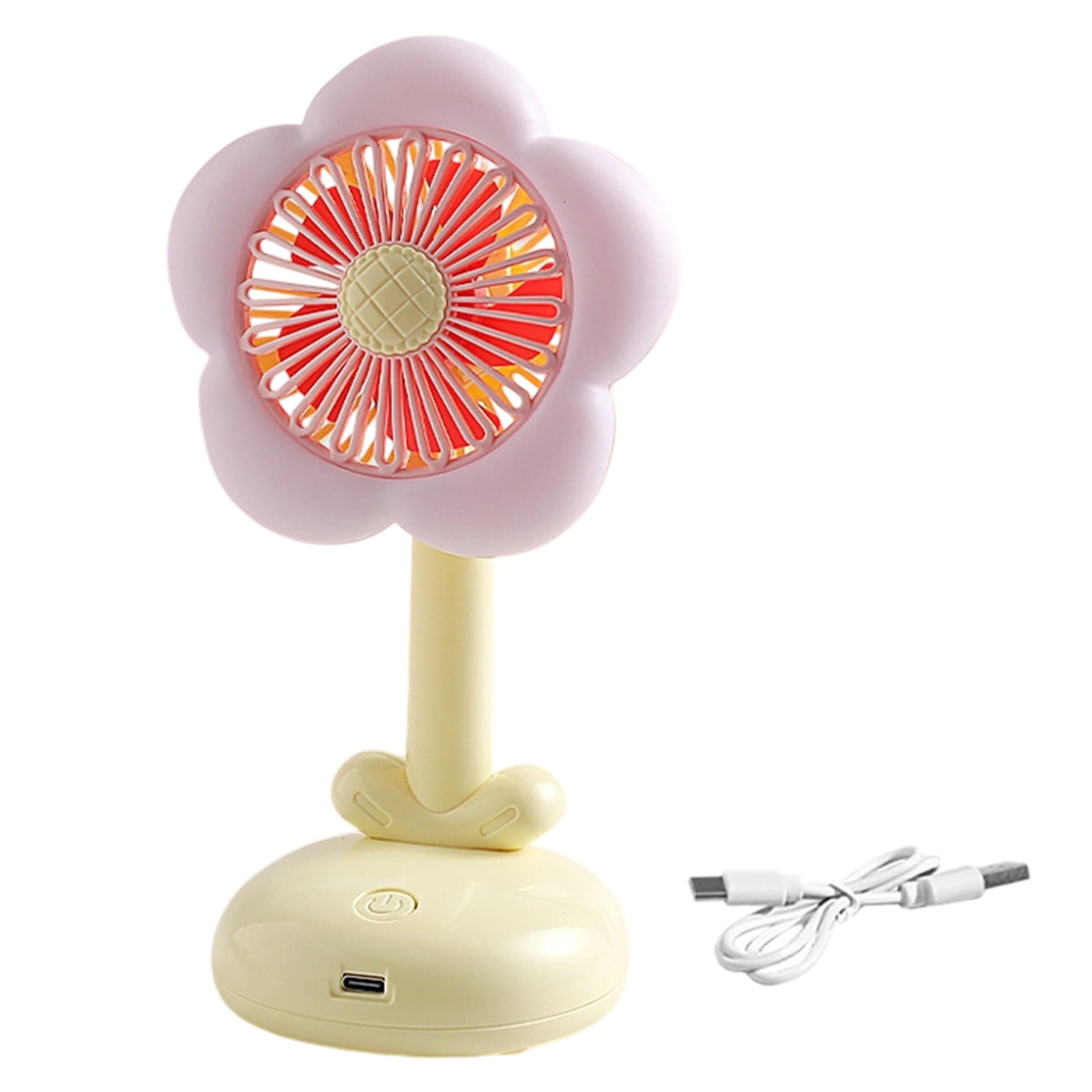 uvwlwu Portable USB Rechargeable Mini Desk Fan with Decorative Flower ...
