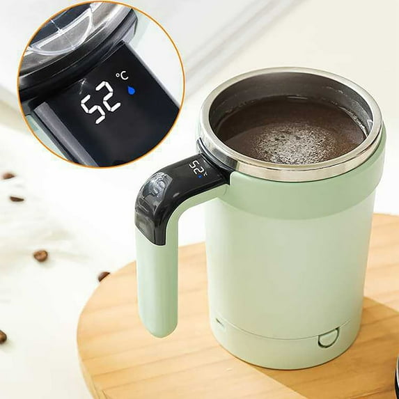 uvwlwu Smart Auto Stirring Mug with Temperature Display Portable Travel ...