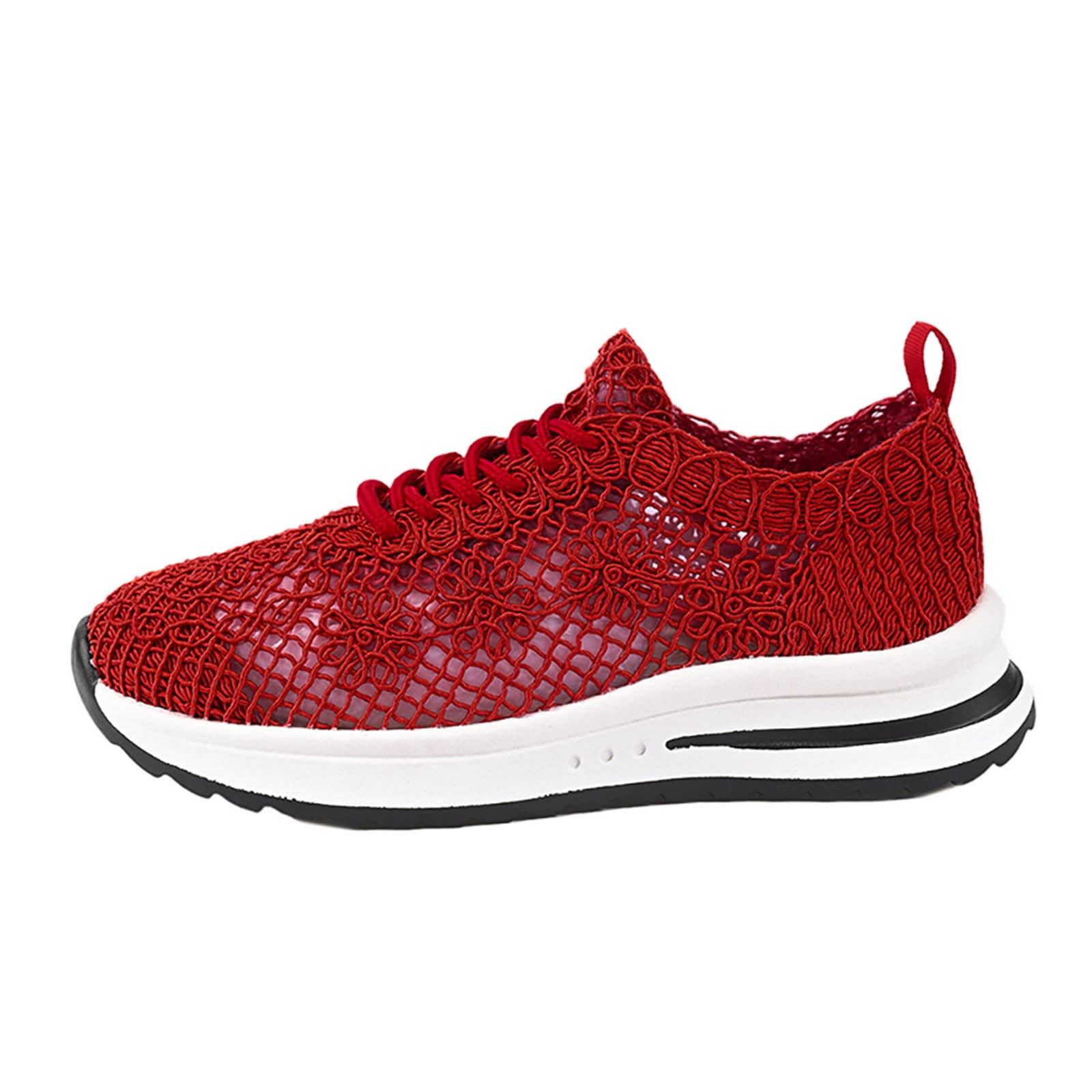 uvwlwu Sneakers for Women Flying Weaving WomenFashion Round Head Lace ...