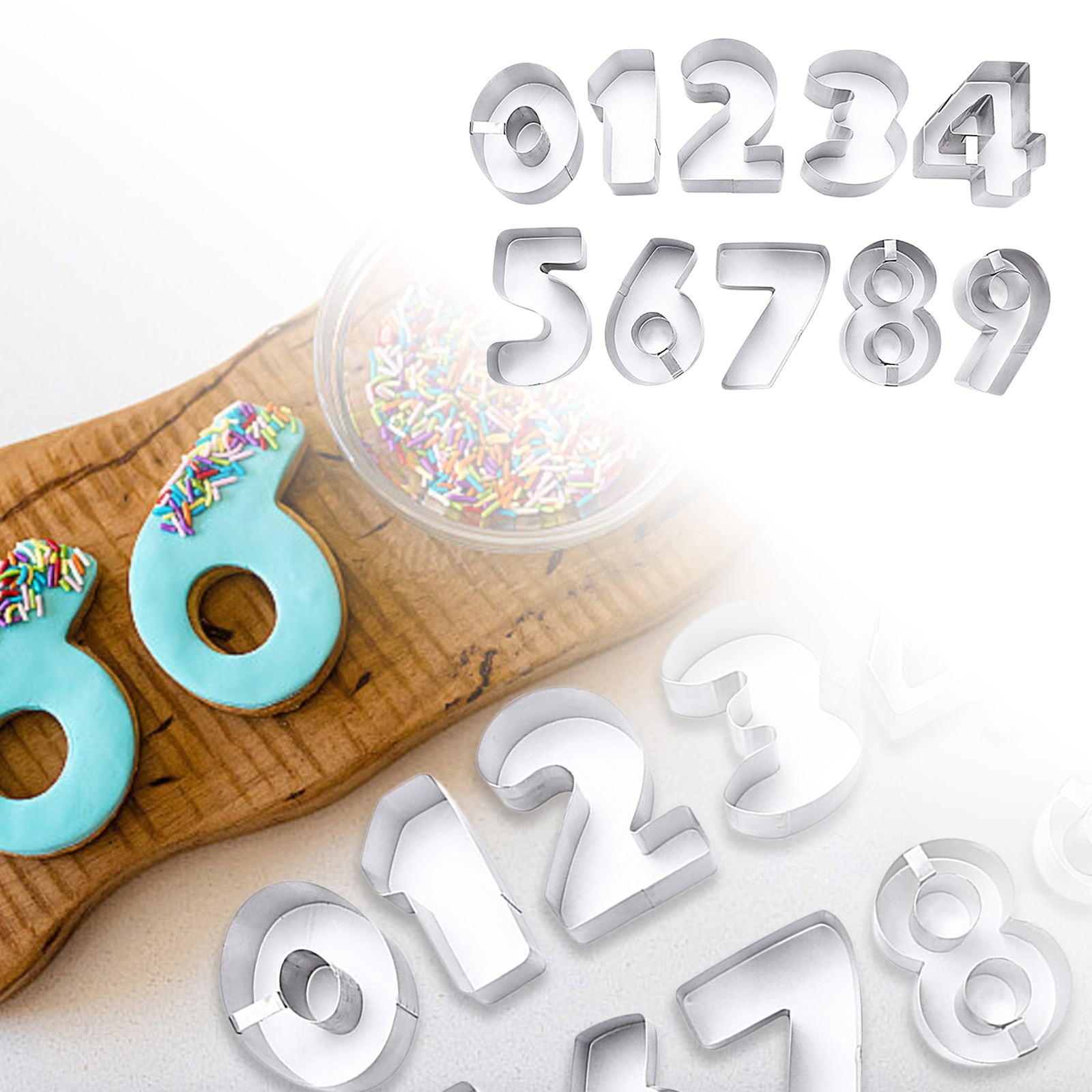 uvwlwu Stainless Steel Digital Cookie Cutter Set for Baking and Cake ...