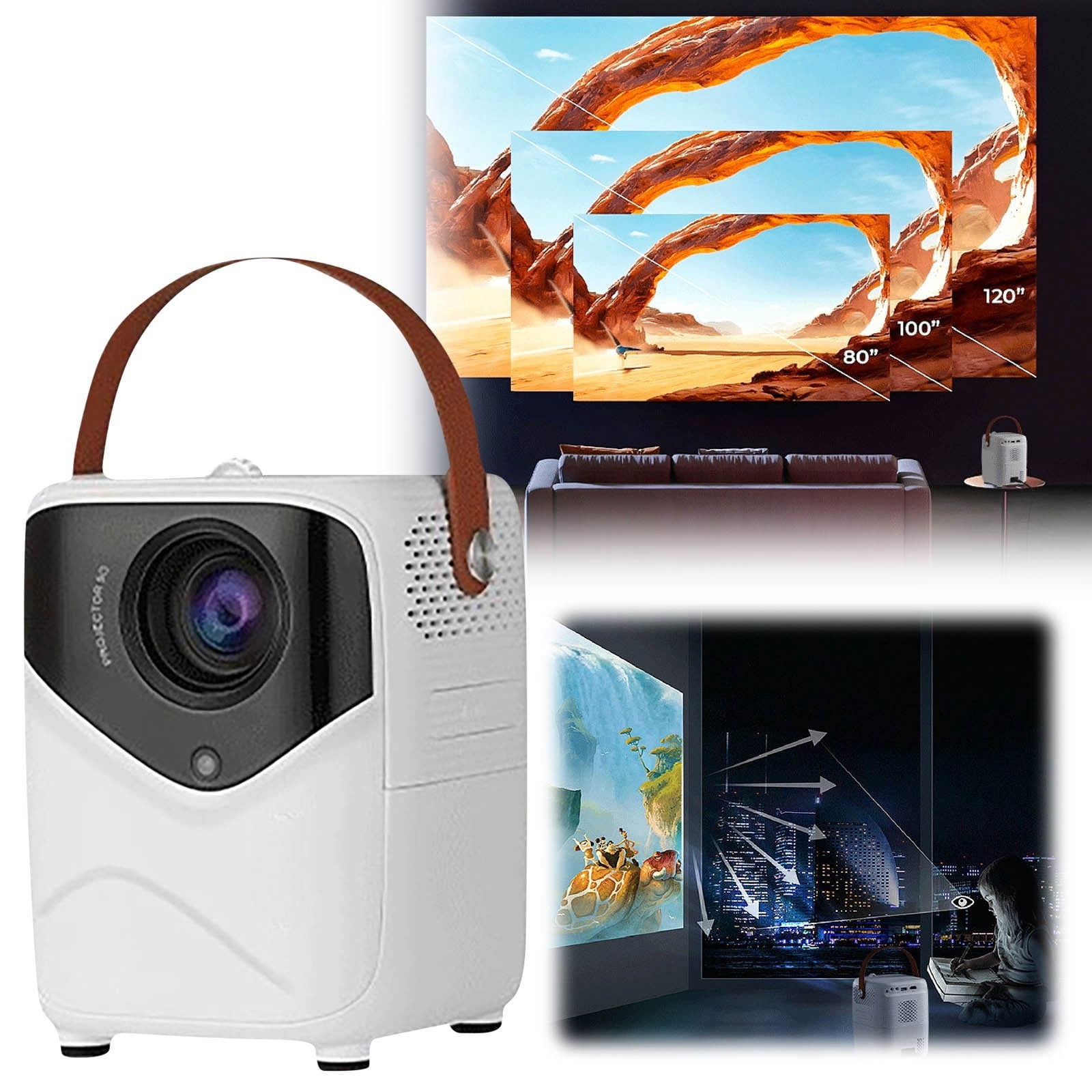 uvwlwu Umiio A009 4K Mini Portable Wireless WiFi Projector with Screen ...