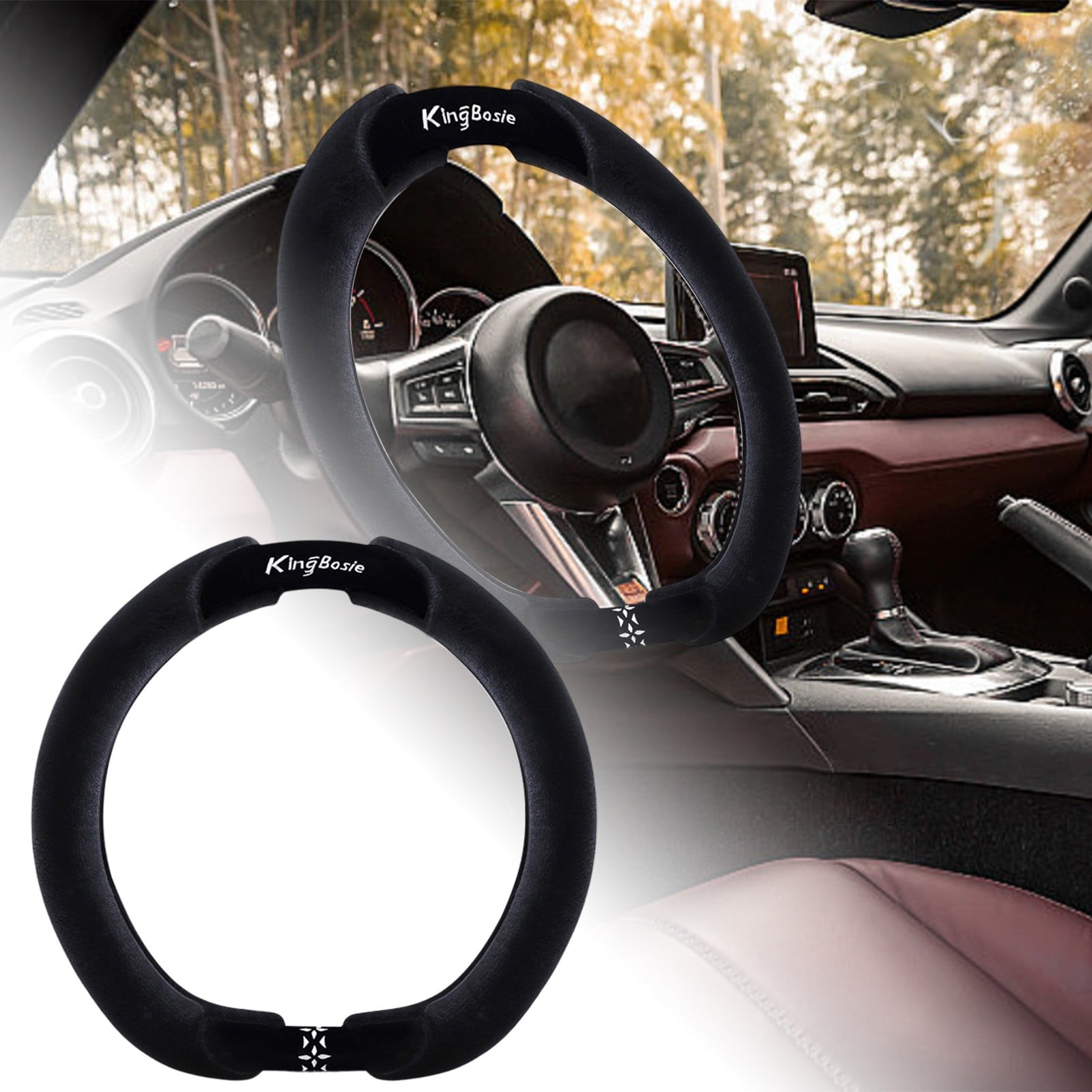 uvwlwu Universal Elastic Long Microfiber Steering Wheel Cover for ...