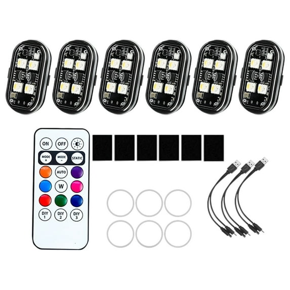 uvwlwu Wireless RGB LED Lights With Remote Control 8 Colors 10 Modes ...