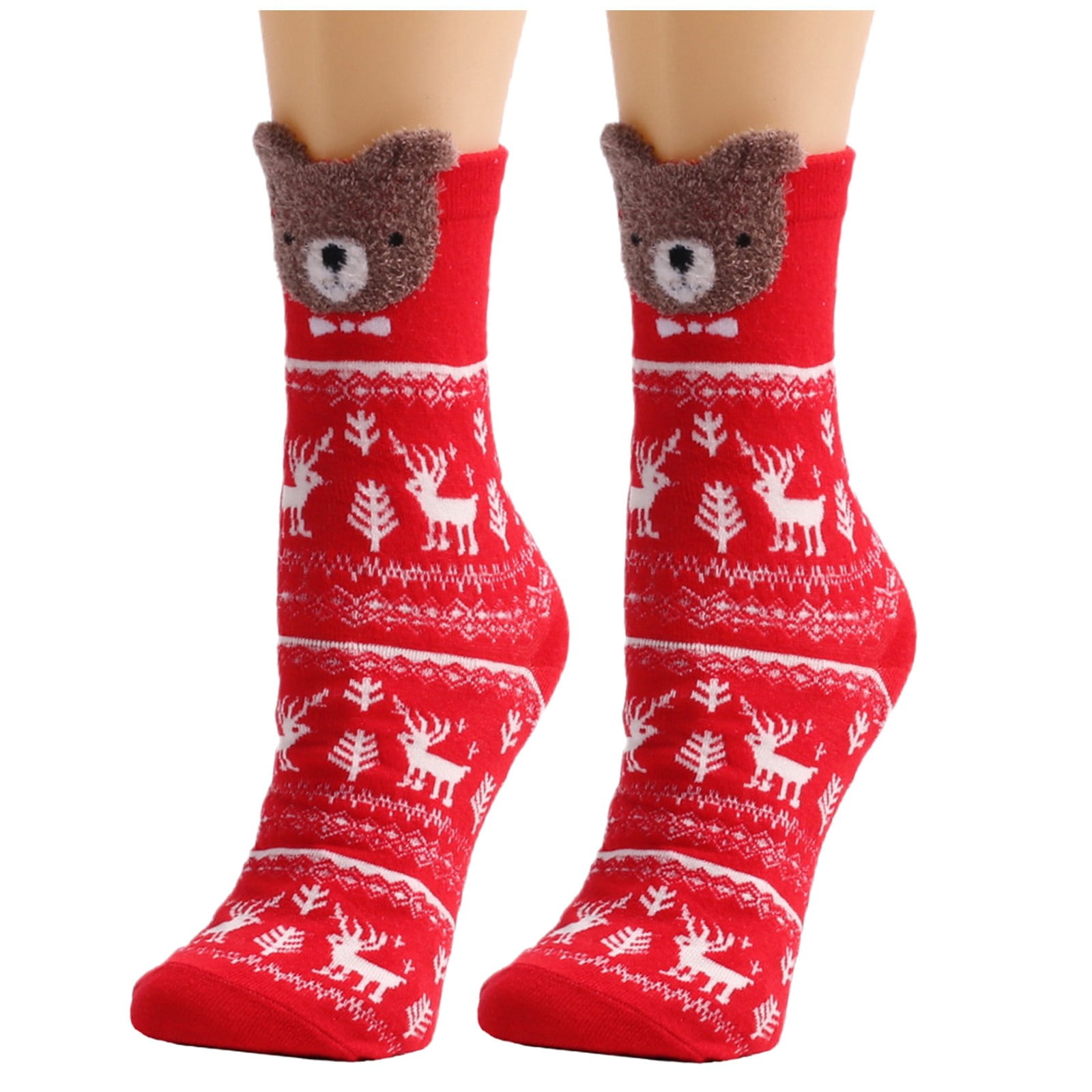 uvwlwu Women's Festive Woolen Winter Socks with Holiday Print Designs ...
