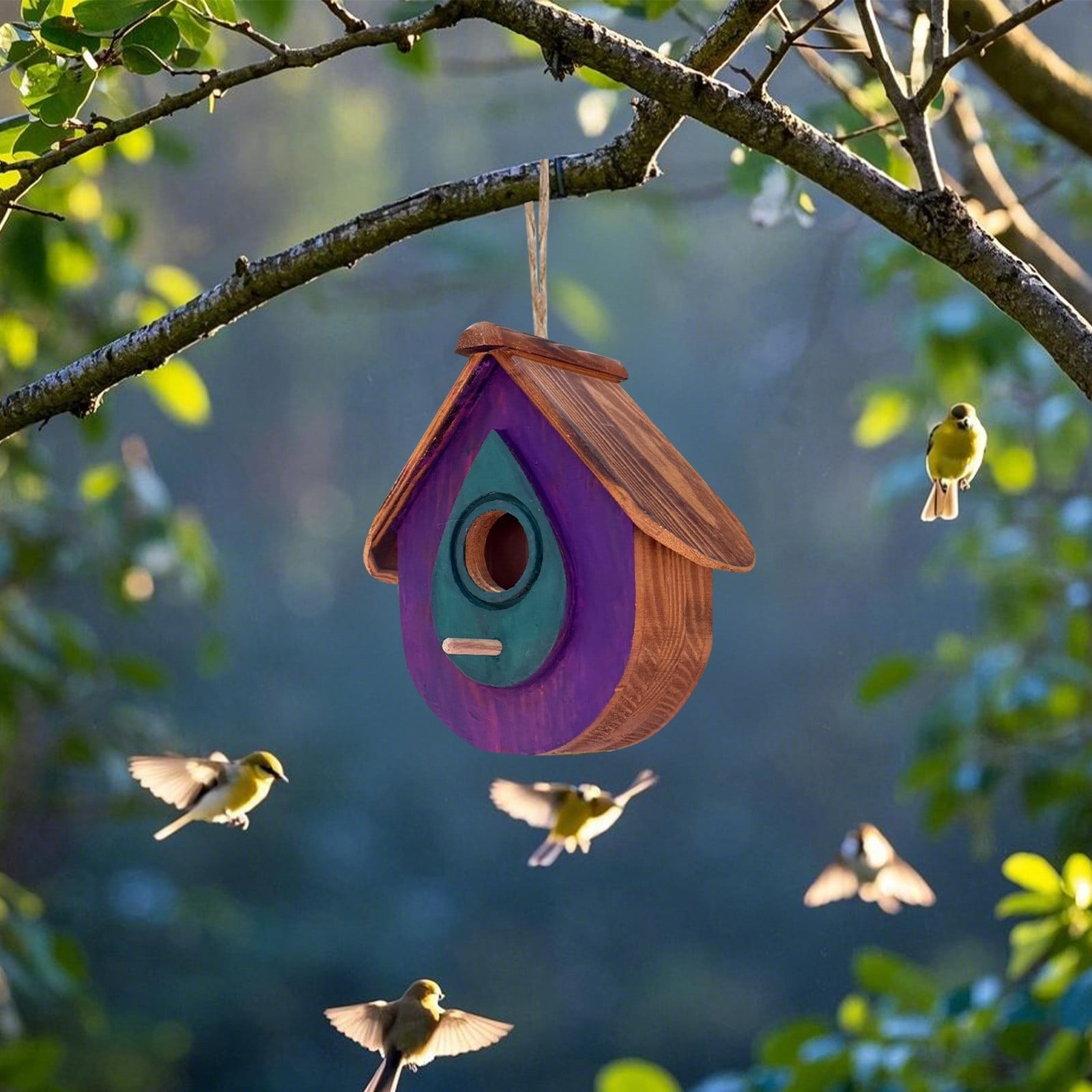 uvwlwu Wooden Bird Shelter Natural Garden Outdoor Habitat Safe Nesting ...