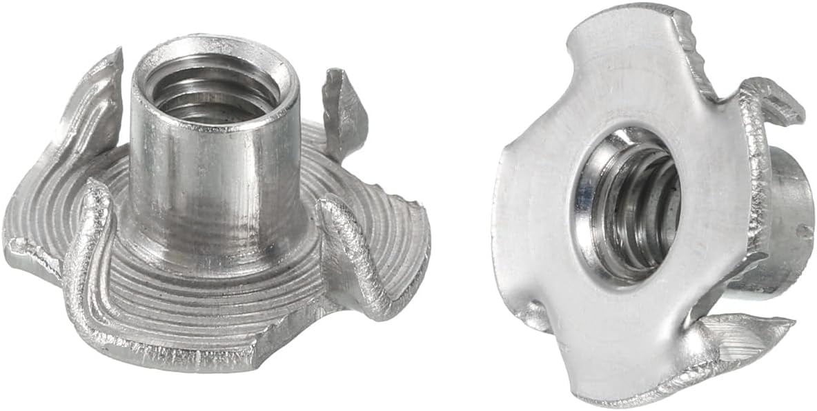 uxcell 1/4"-20 T-nut 25pcs 304 Stainless Steel 4 Pronged Tee Nuts for ...