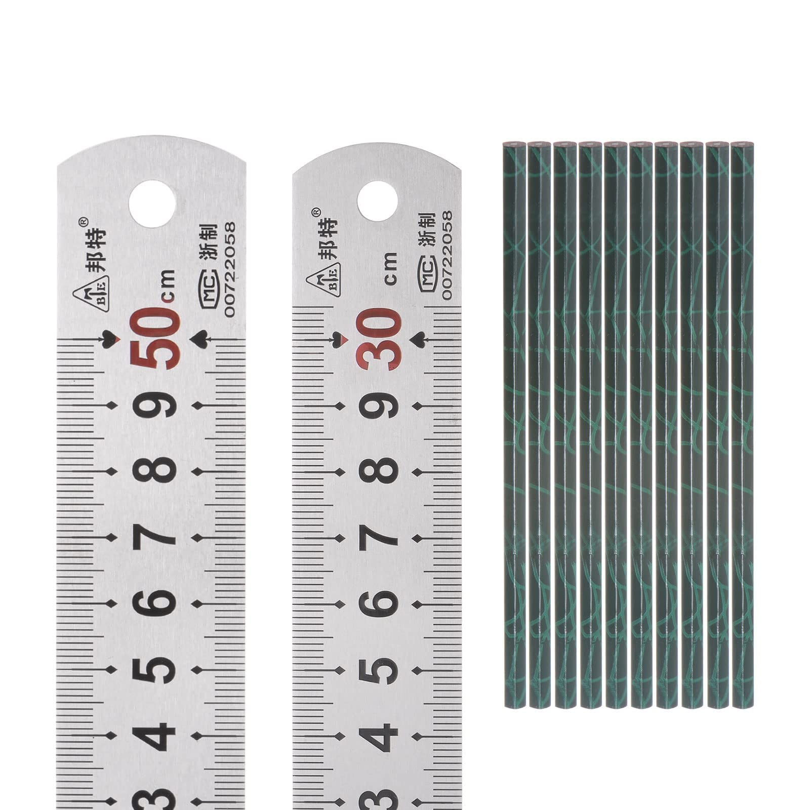 uxcell 12"(30cm) 20"(50cm) Stainless Steel Ruler Straight Edge Metric ...