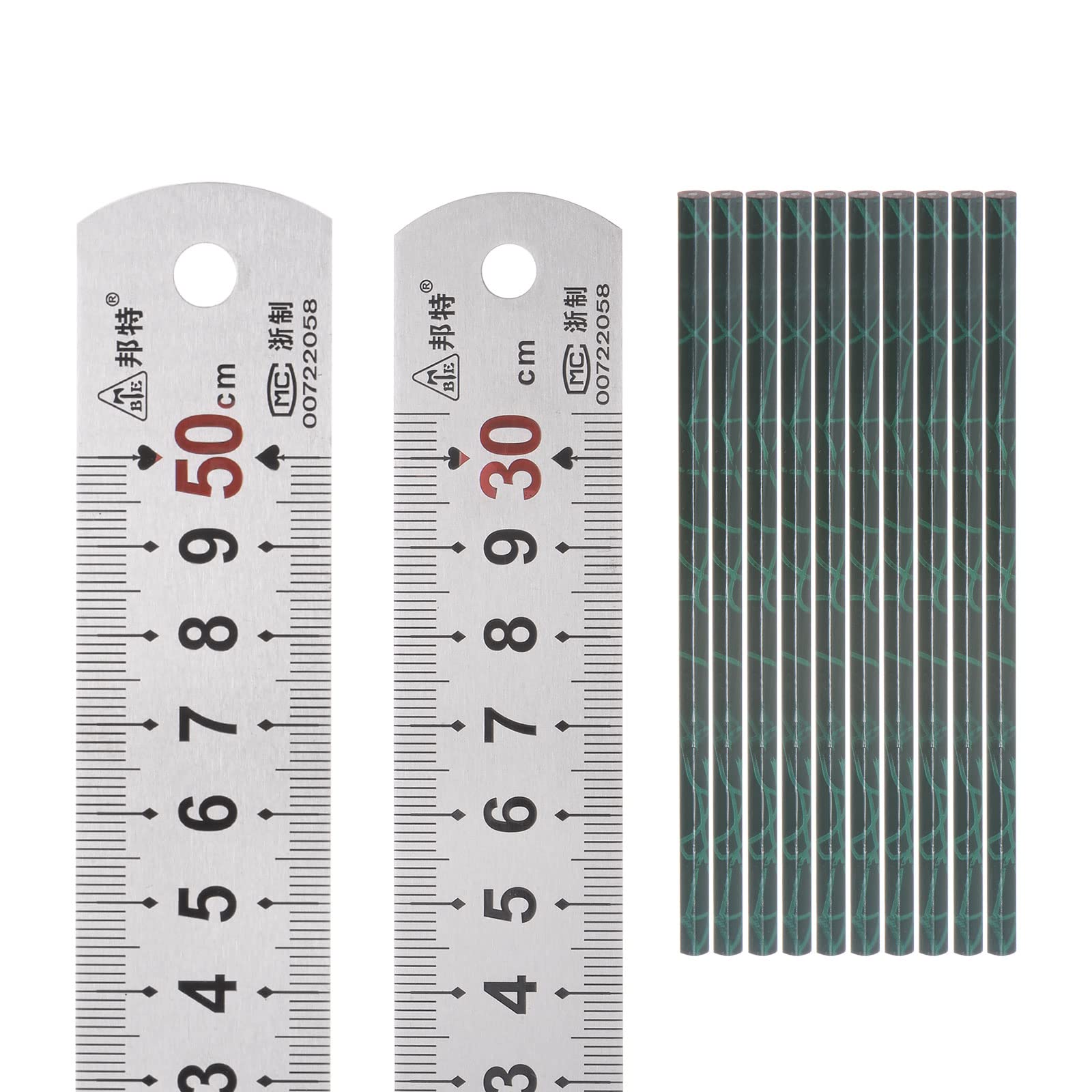 uxcell 12"(30cm) 20"(50cm) Stainless Steel Ruler Straight Edge Metric ...