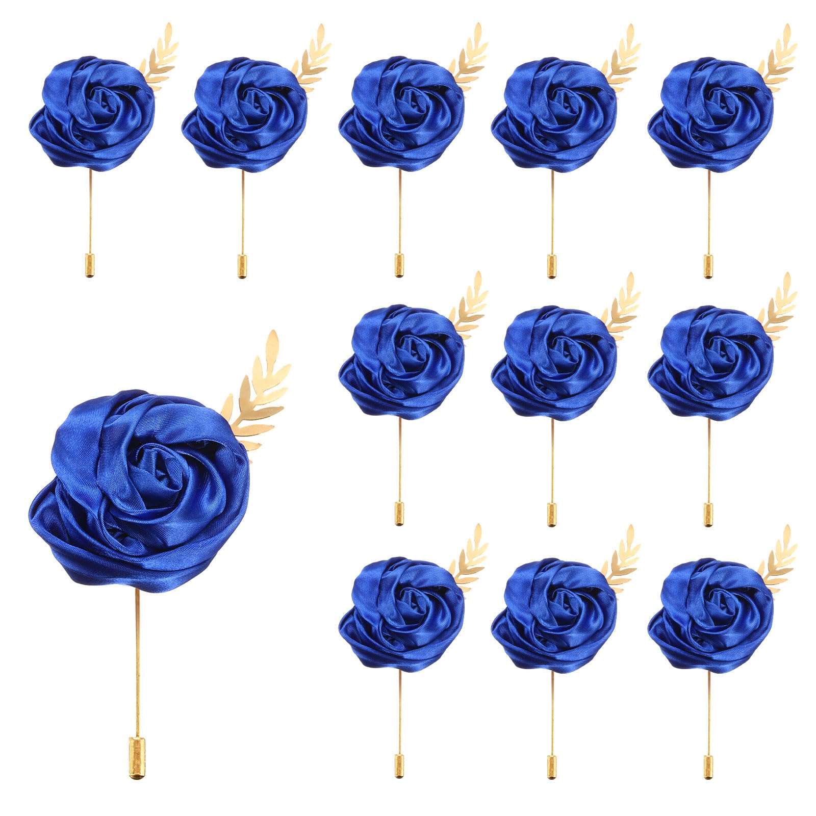 uxcell 12pcs Dark Blue Rose Boutonnieres Flower Buttonholes Pocket ...