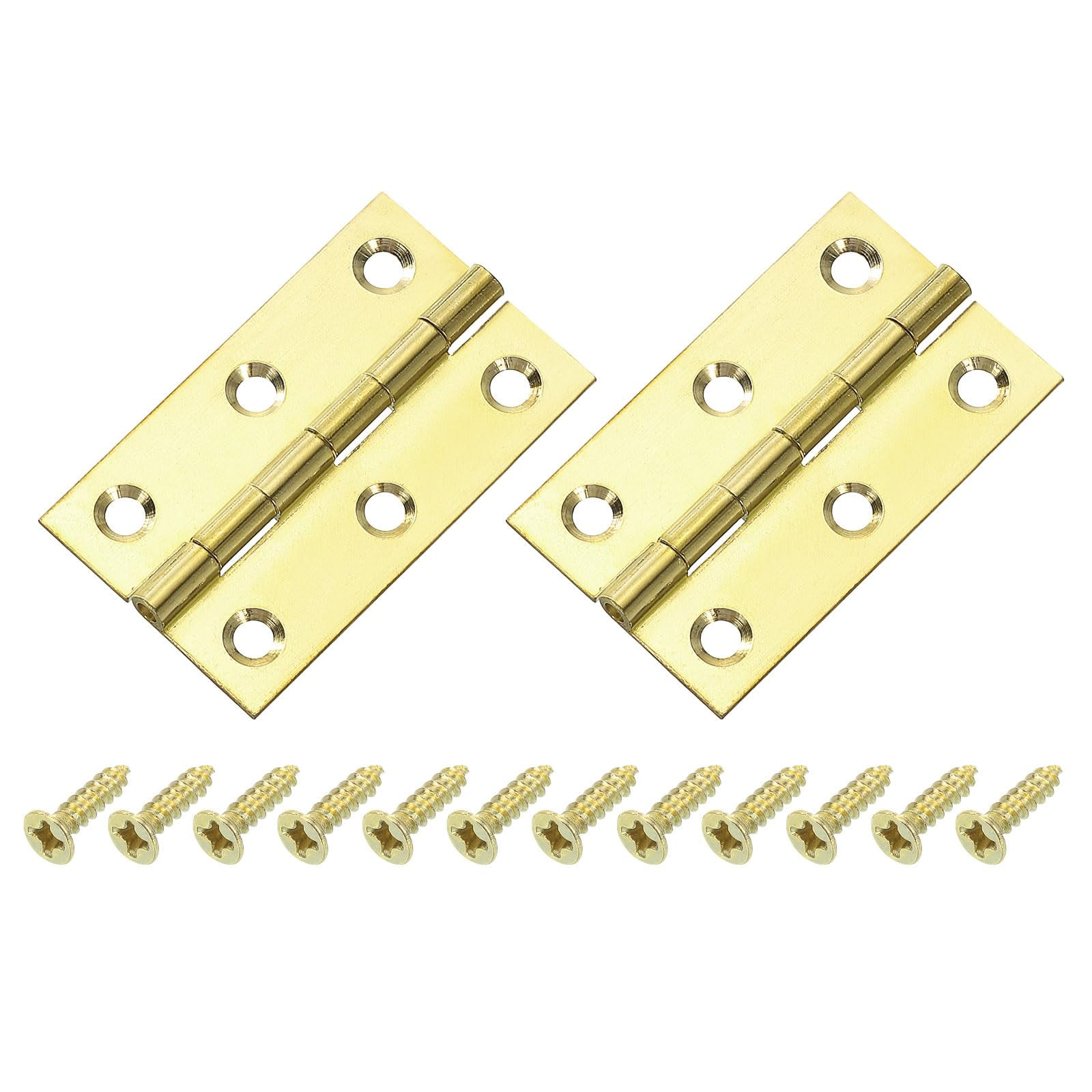 uxcell 2 Pcs Folding Butt Hinges, 2 Inch Brass Small Door Hinges Butt Cabinet Hinges Folding ...