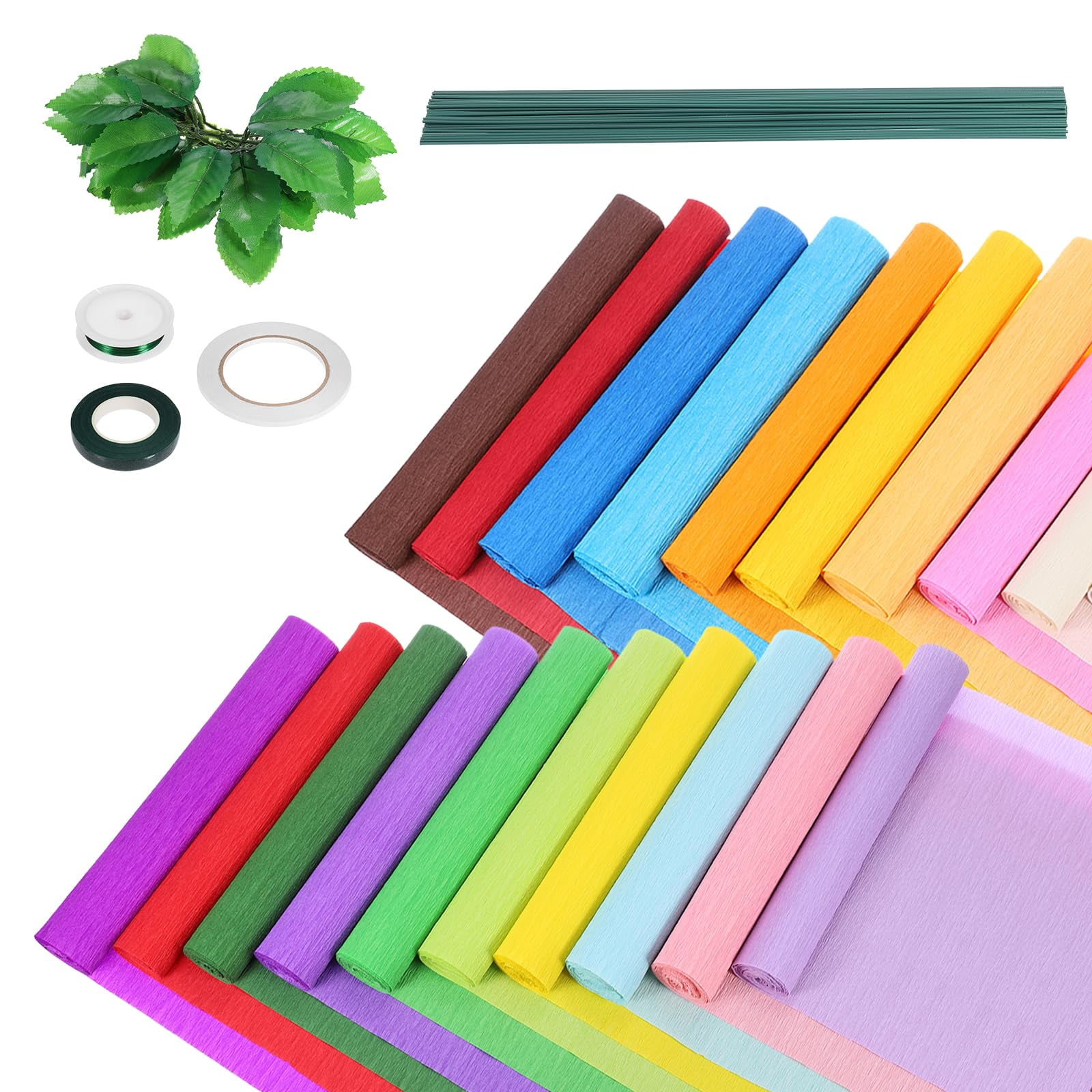 uxcell 20 Colors Crepe RRF12 Paper Flower Kit 8.2ft x 10 in Colorful ...