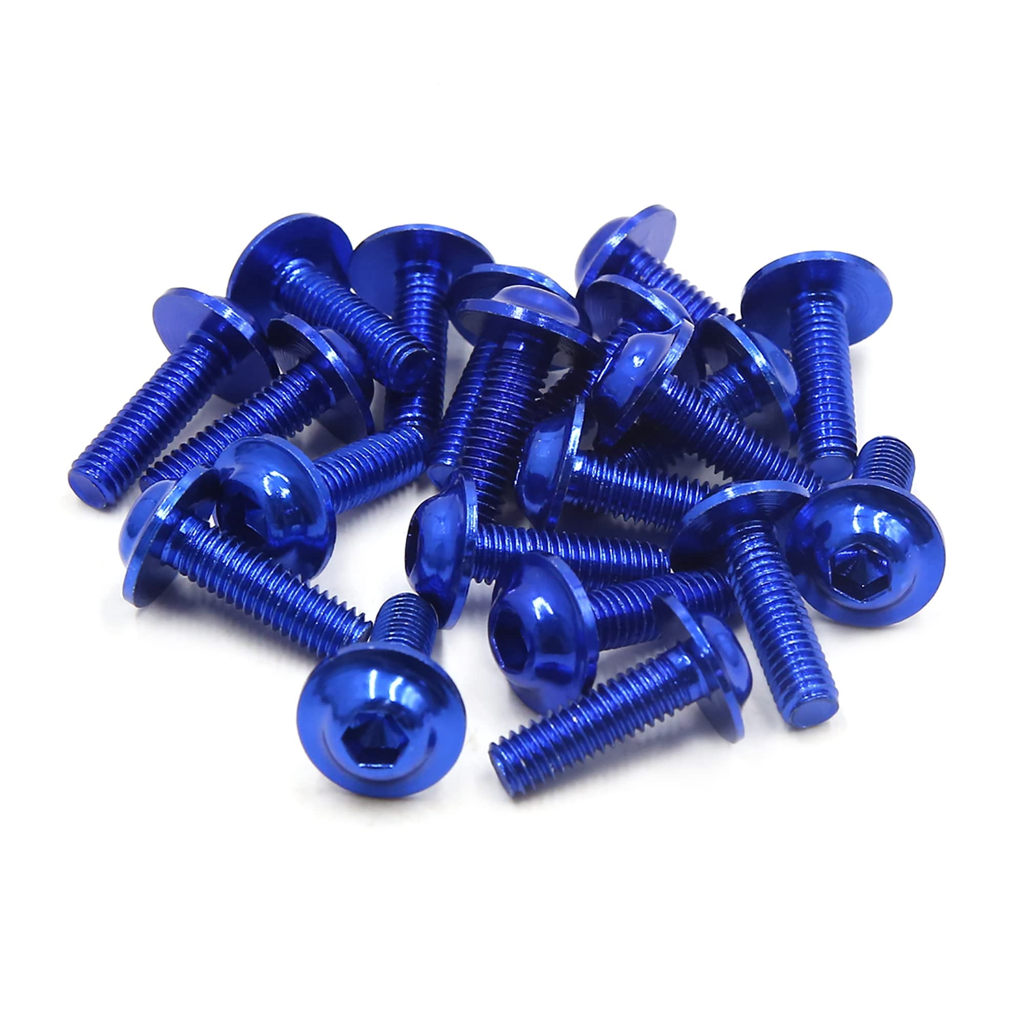 uxcell 20pcs M6 X CM31 20mm Blue Aluminum Alloy Motorcycle Hex Socket ...