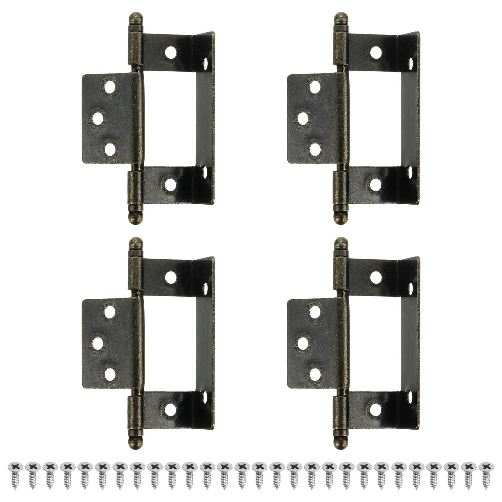 uxcell 4Pcs Cabinet Hinges Full Inset, 3.4x0.9Inch Partial Wrap Long ...