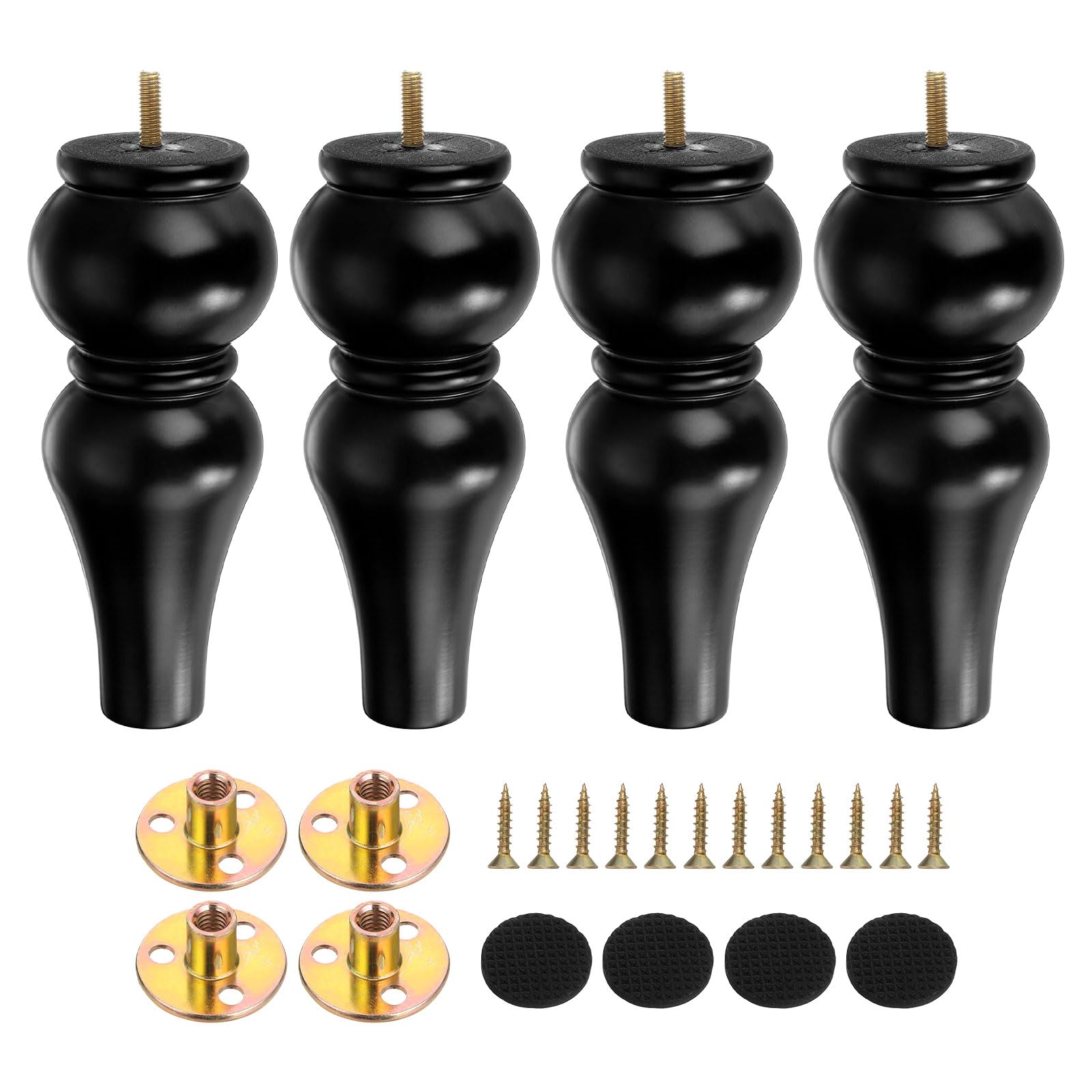 uxcell 8 Inch Wood Furniture Legs, Set of 4 Sofa Replacement Wooden ...