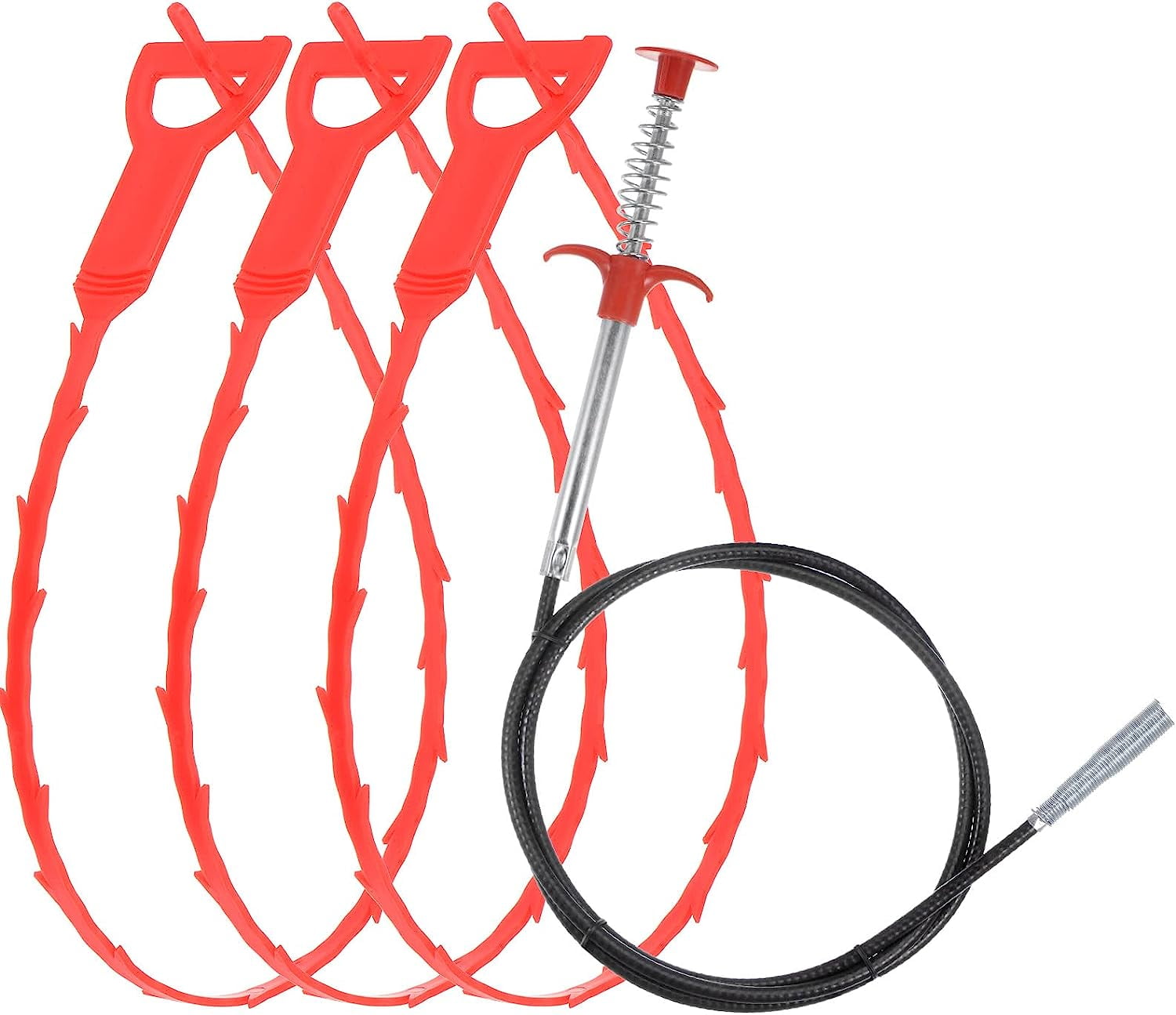 uxcell Drain Clog Remover Tool 63inch Sewer Cleaning Hook Stainless ...