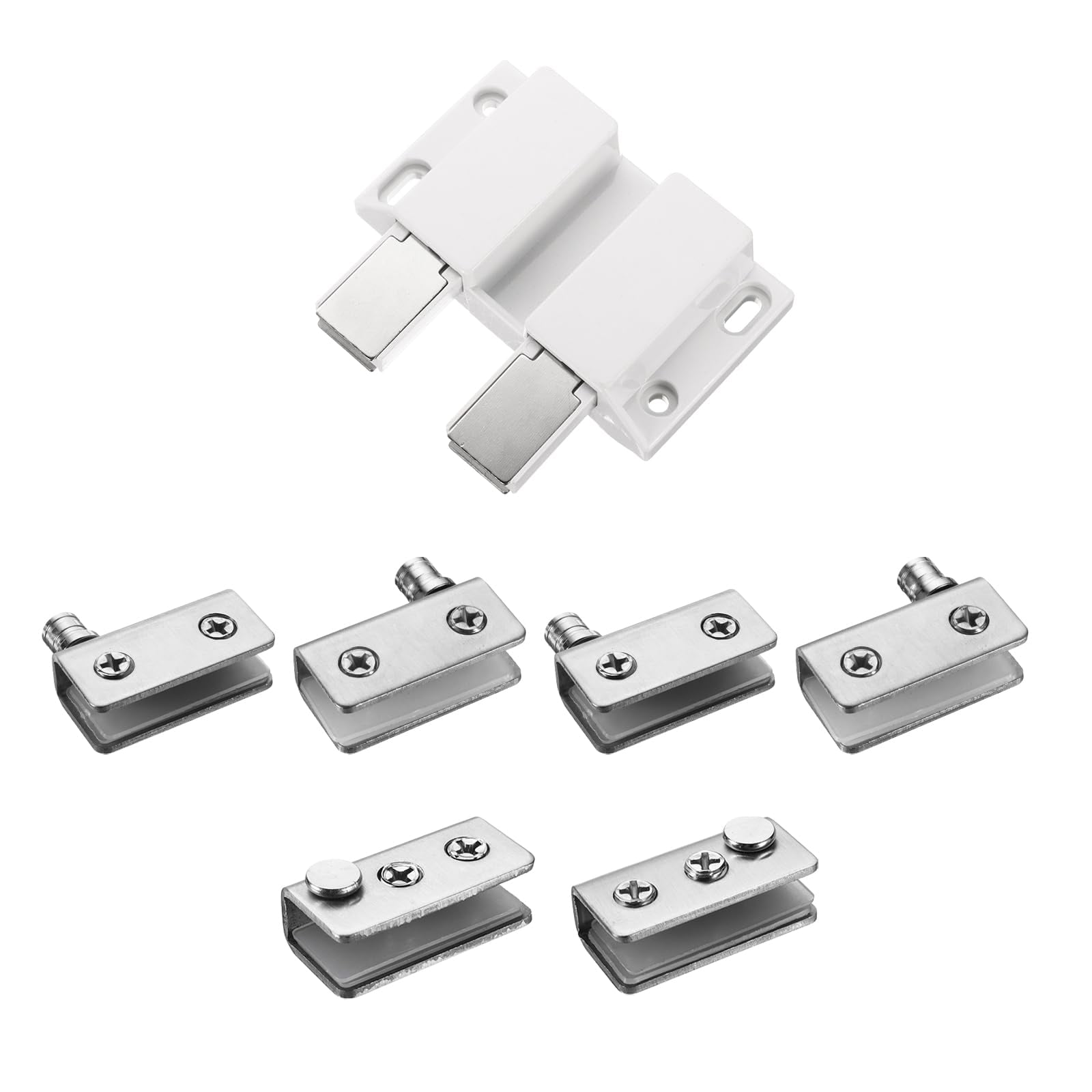 uxcell Glass Door Hinge, 1 Set - Stainless Steel Magnetic Catch Latches ...