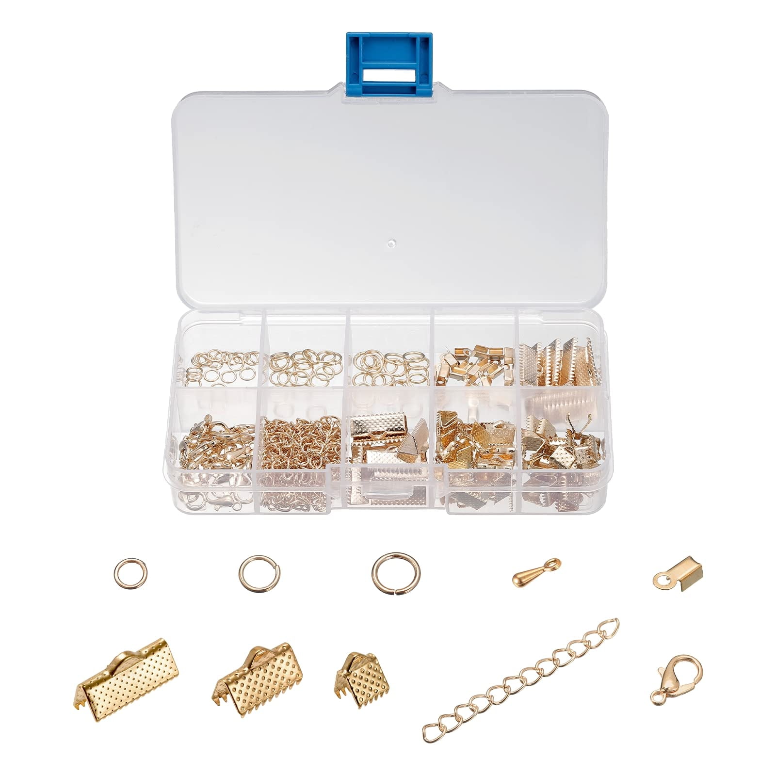 uxcell Jewelry Findings Kit, 3Sizes Ribbon Crimp Clasp End, 3mm Fold ...