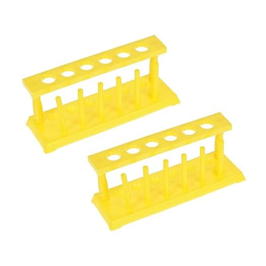 uxcell Test Tube Holder Rack 6 Wells 6 Pins for 18-21mm Tubes Yellow ...