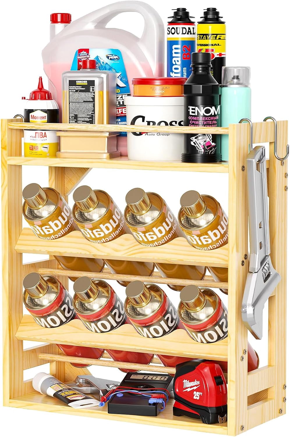uyoyous Spray Paint or Lube Can Storage Holder Rack 4 Tier 8 Can Wall ...
