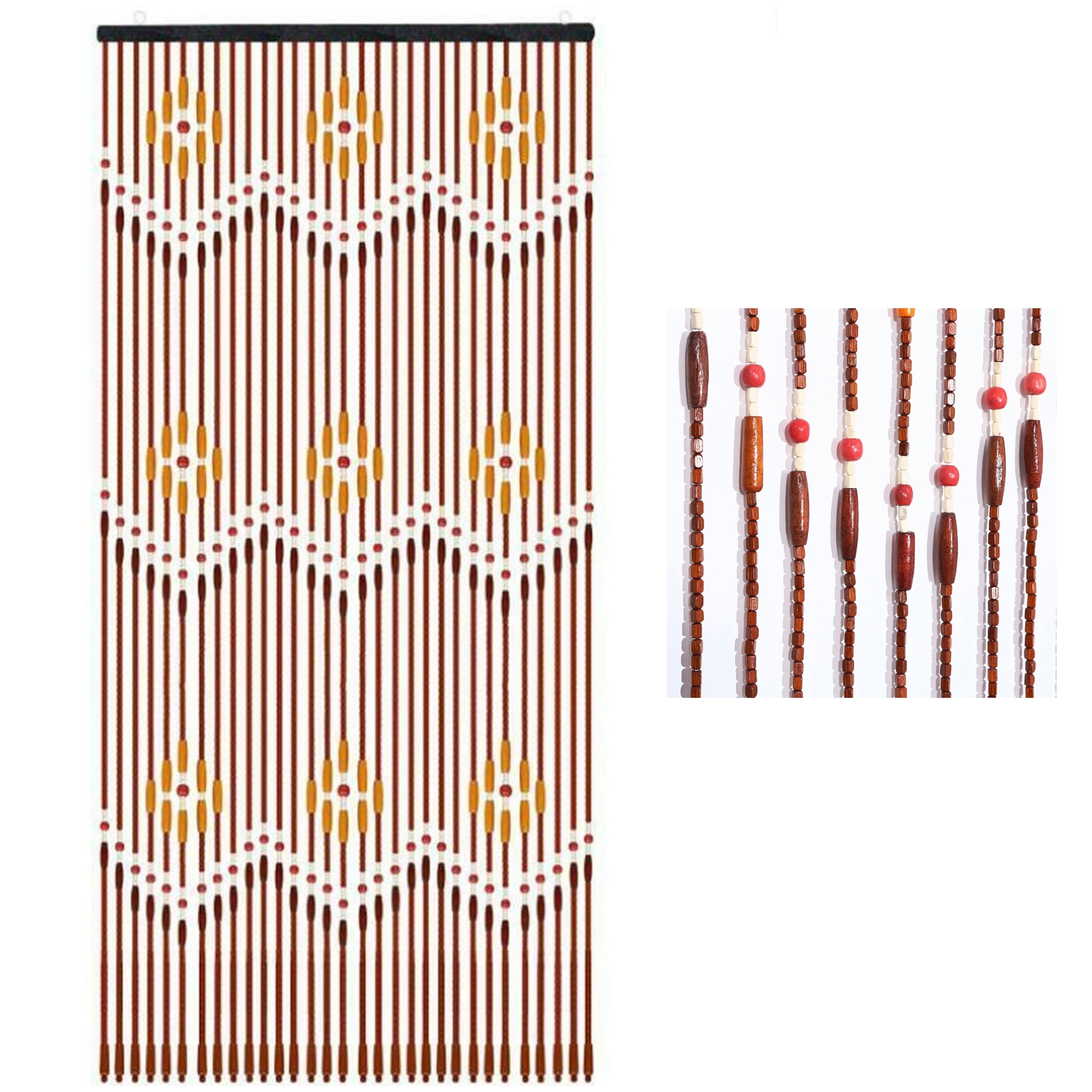 "35"" x 86"" uyoyous Wooden Bead Curtain, Bamboo Bohemian Room Divider ...