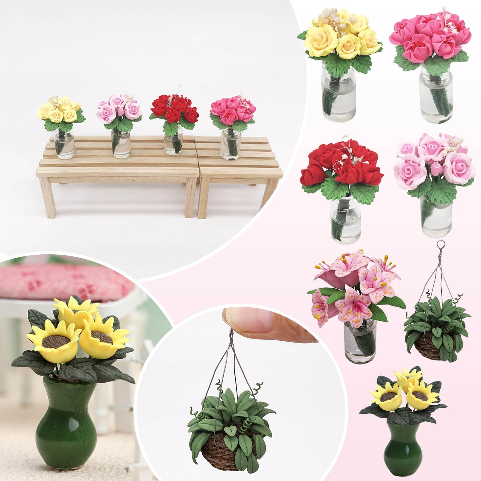 uytogofe 1:12 Miniature Dollhouse Flowers Miniature Bonsai Flower ...