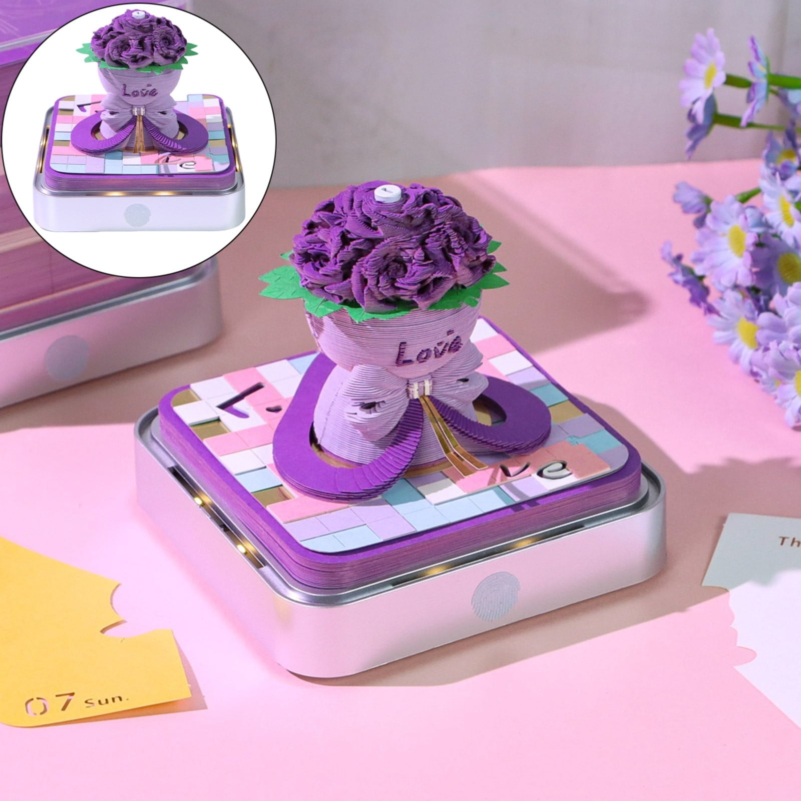 uytogofe 3D Calendar 2025 Valentine's Day Rose Bouquet Calendar Time ...