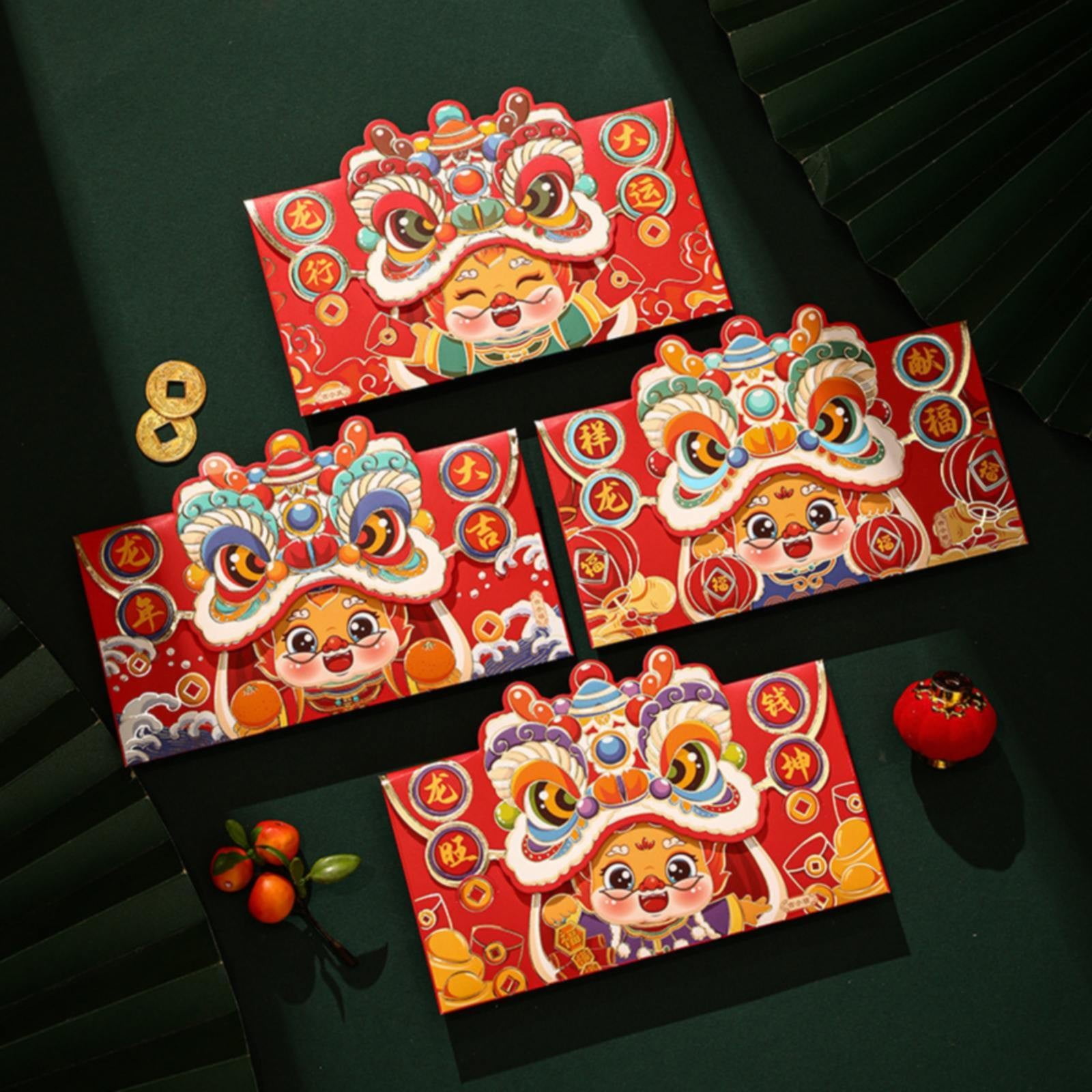 uytogofe 4 Pack Chinese New Year Red Envelope 2024 Dragon 3 For Dragon ...