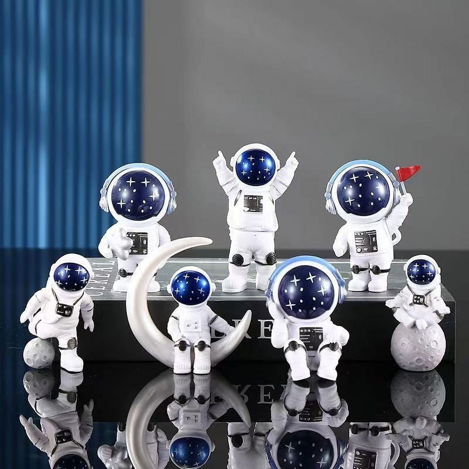 uytogofe Blue White Astronaut Statues Set Of 7 Sculpture Figurines ...