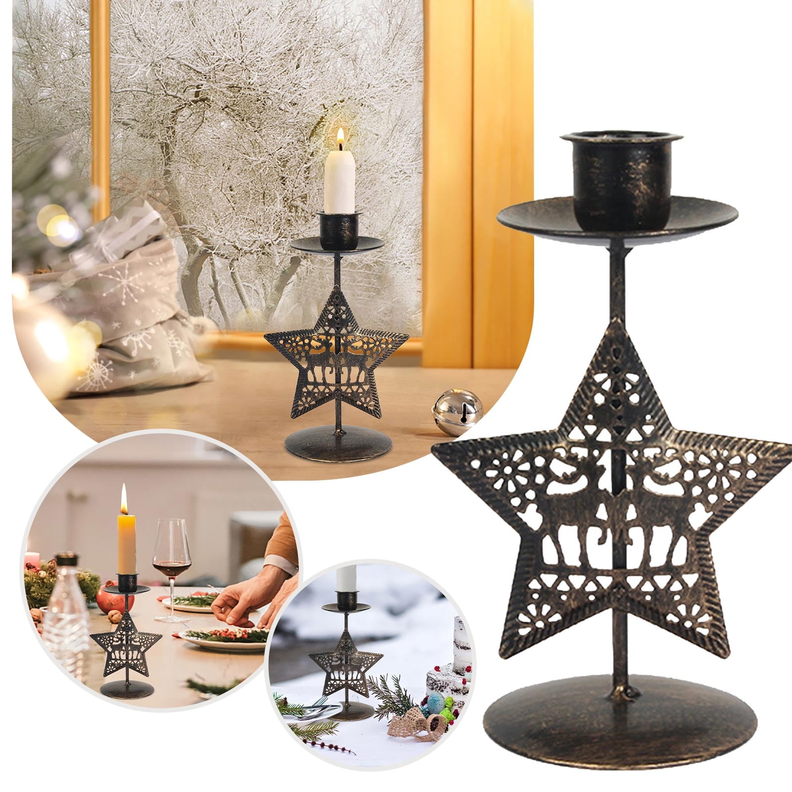 uytogofe Christmas Candle Holder Metal Tealight Candlestick Christmas ...