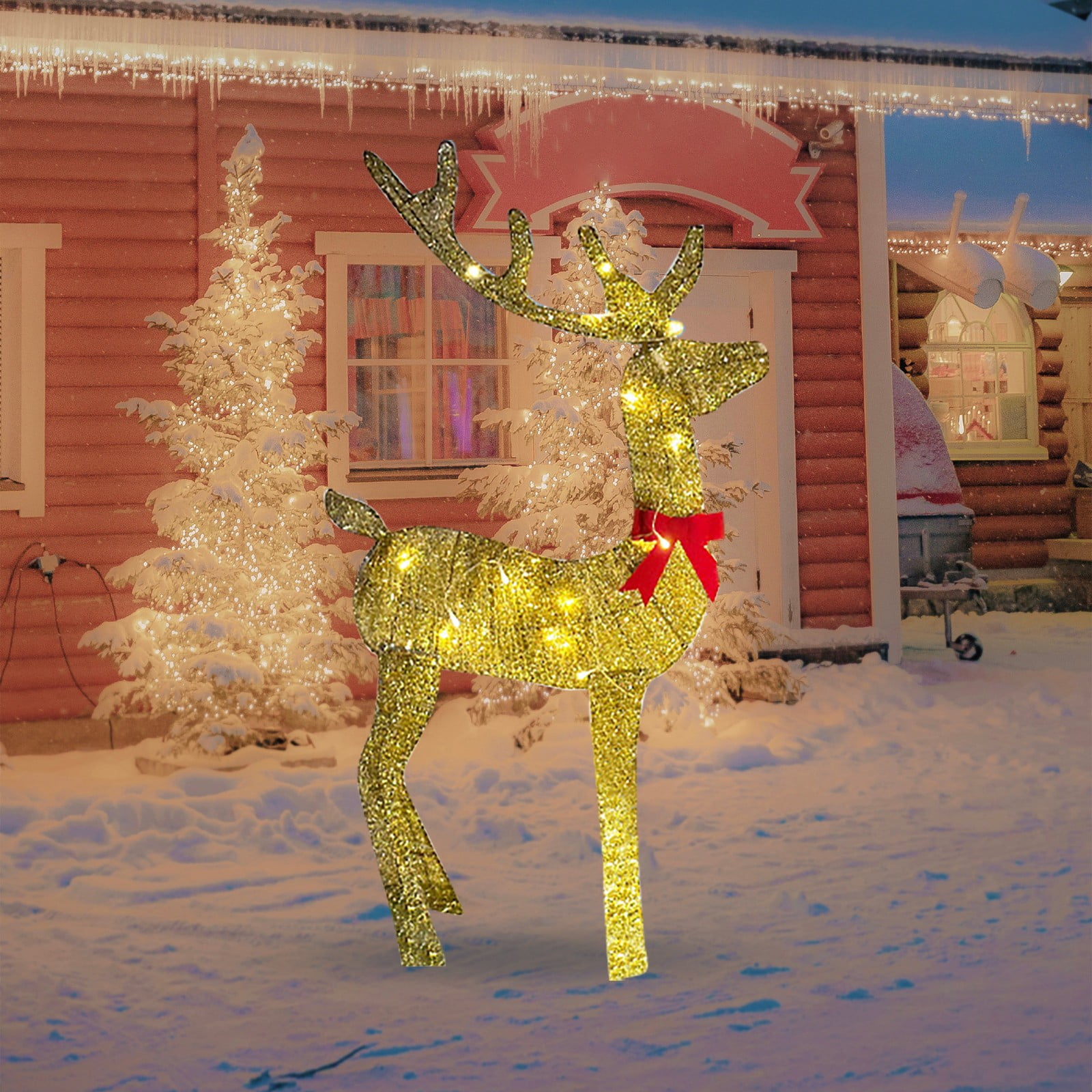 uytogofe Large Lighted Christmas Deer Family Set Reindeer Christmas ...