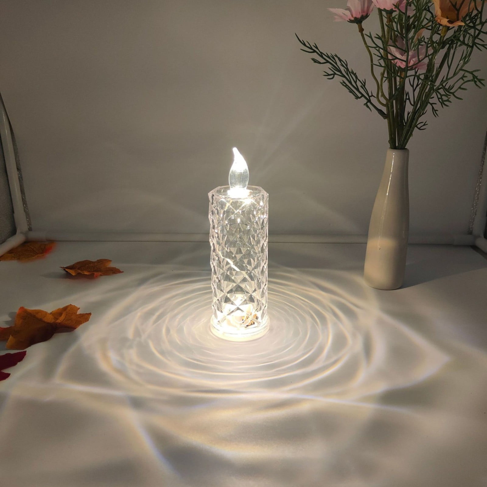 uytogofe Rose Pattern Projection Flameless Candle: Light Illuminates ...