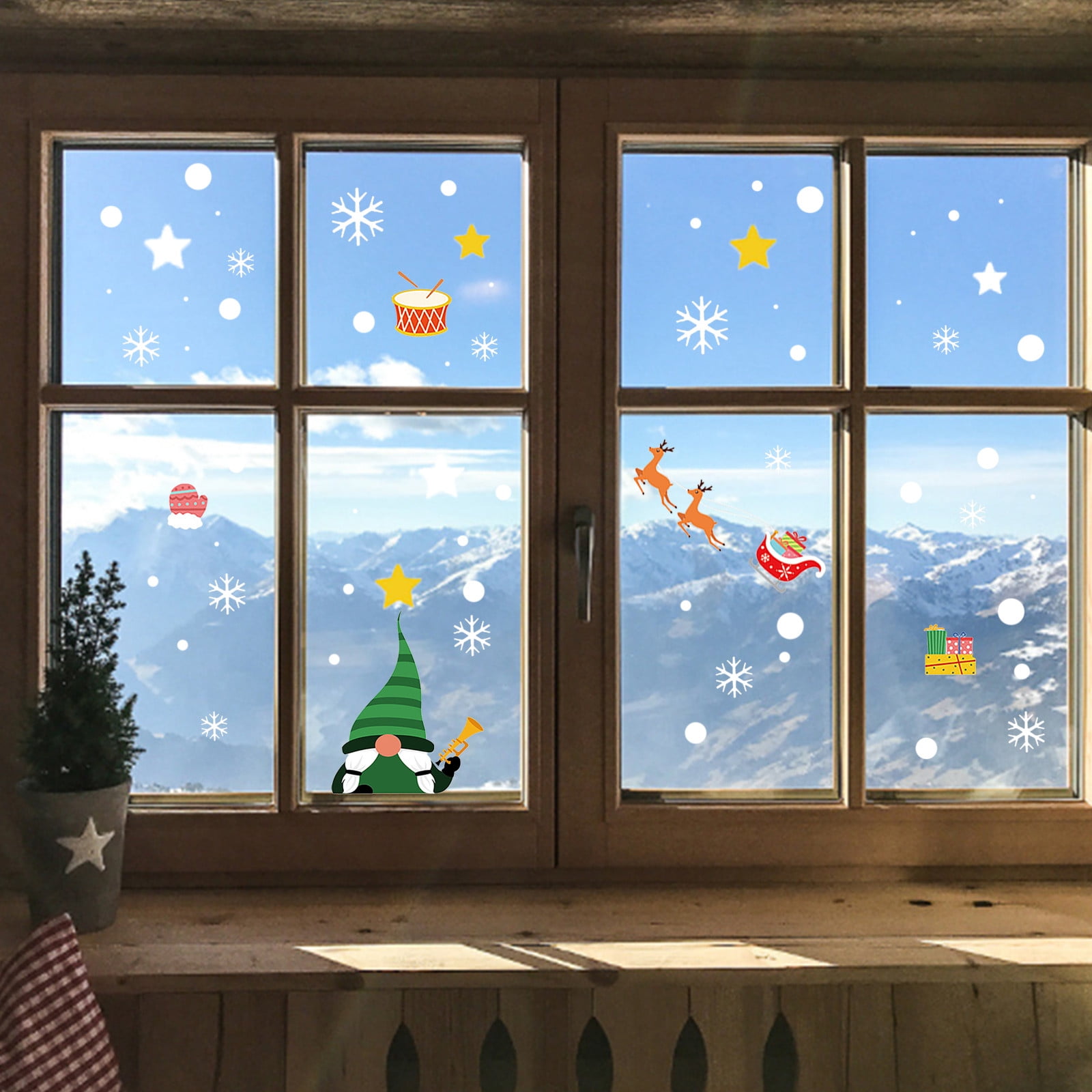 uytogofe Santa Claus Elk Shopping Mall Christmas Decoration No Adhesive ...