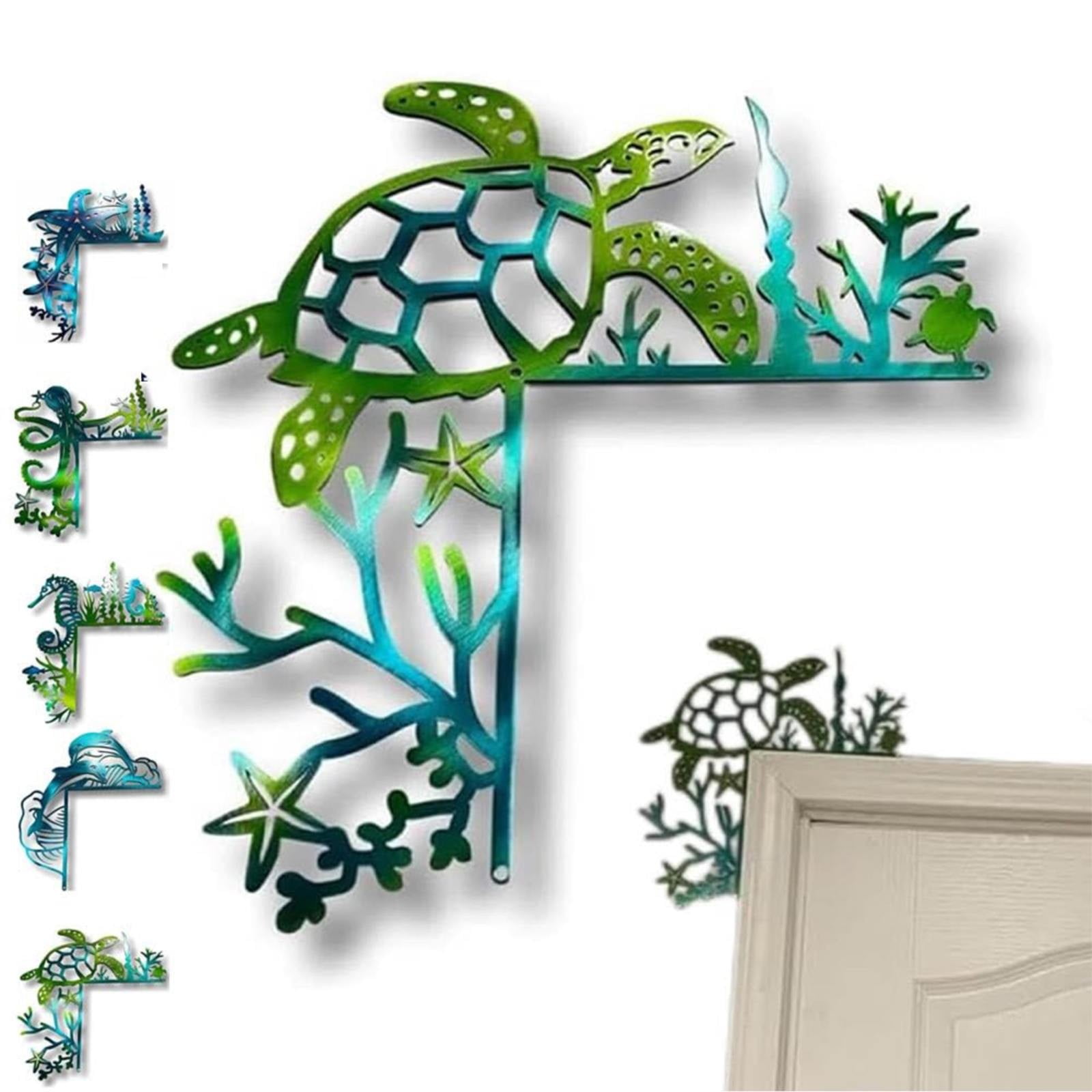 uytogofe Sea Turtle Door Frame Decoration Coastal Metal Turtle Door ...