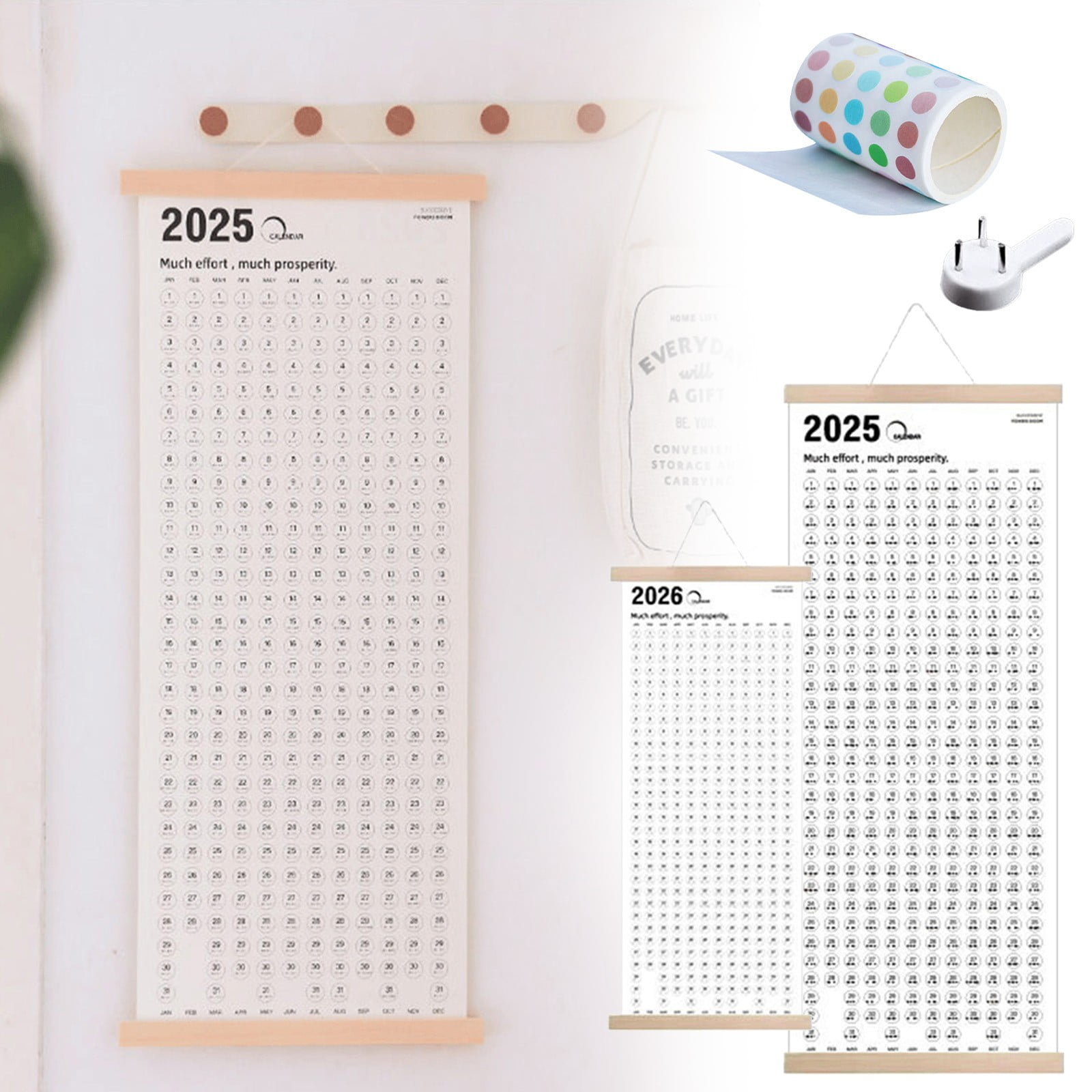 uytogofe Wooden Calendar 2025 Style Calendar Self Discipline Punch Card ...