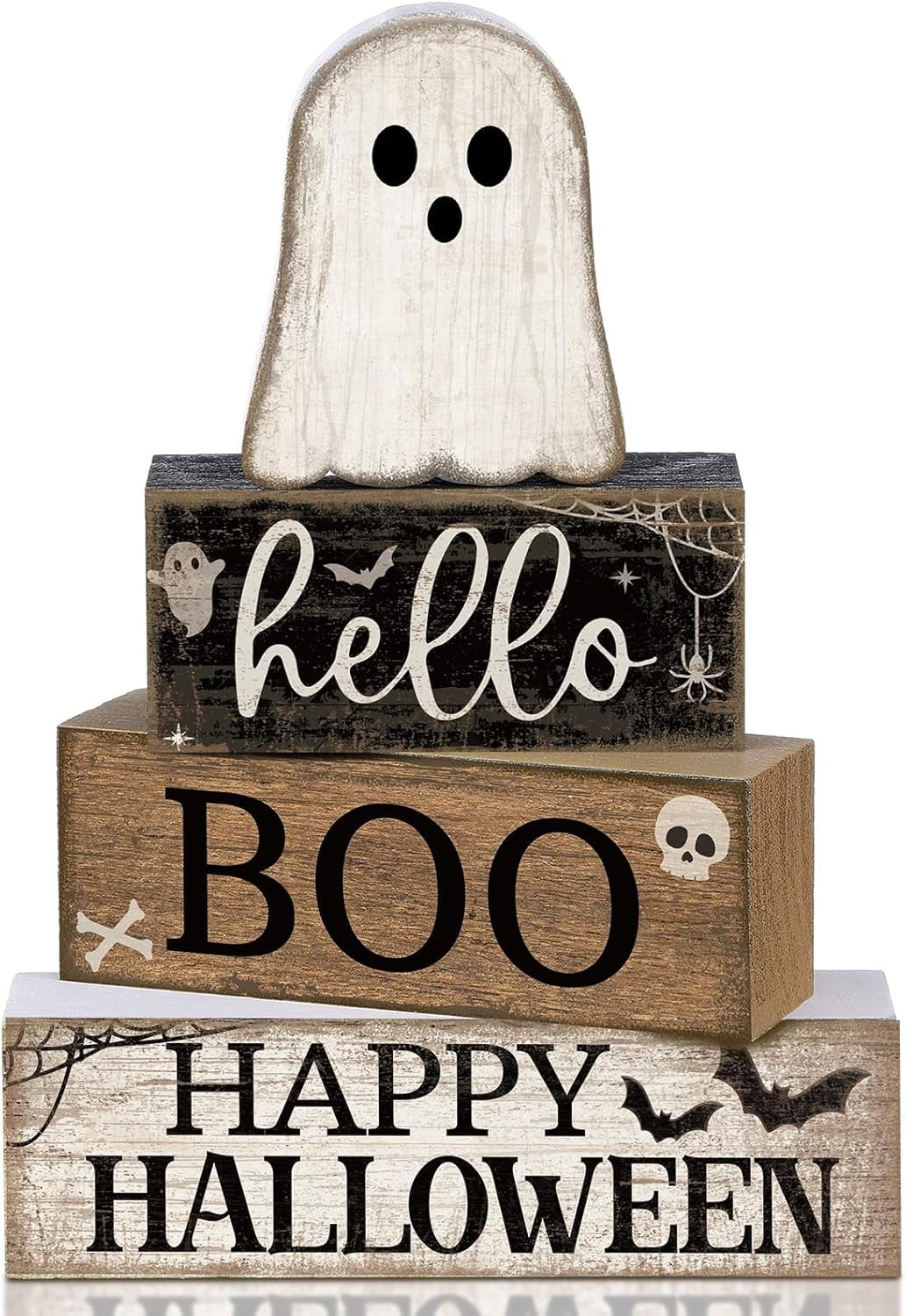 uyun 4 Pcs Table Decoration Wooden Ghost Tiered Tray Decor Rustic Wood ...