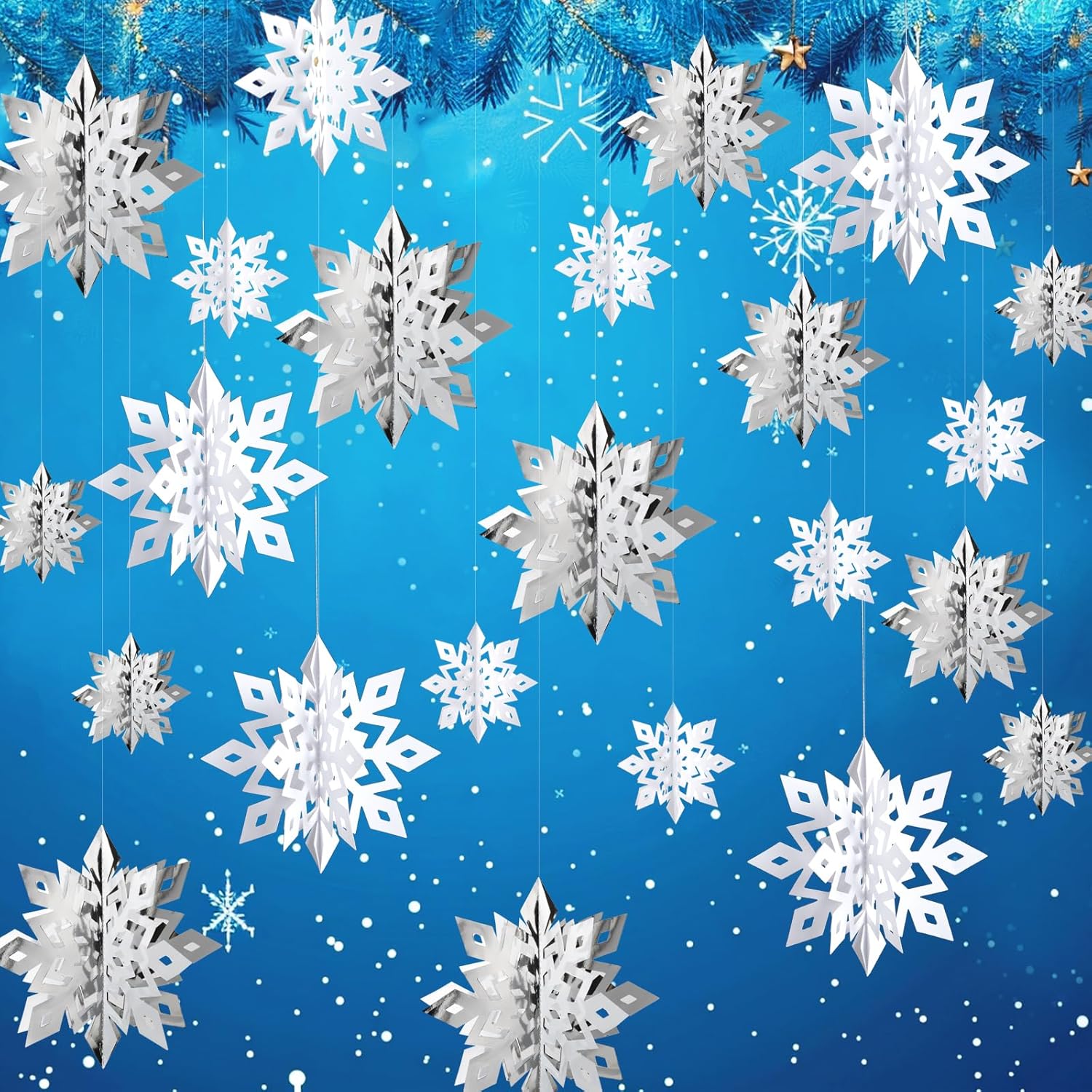 uyun Winter Snowflake Decorations Indoor, 36PCS 3D Large White and ...