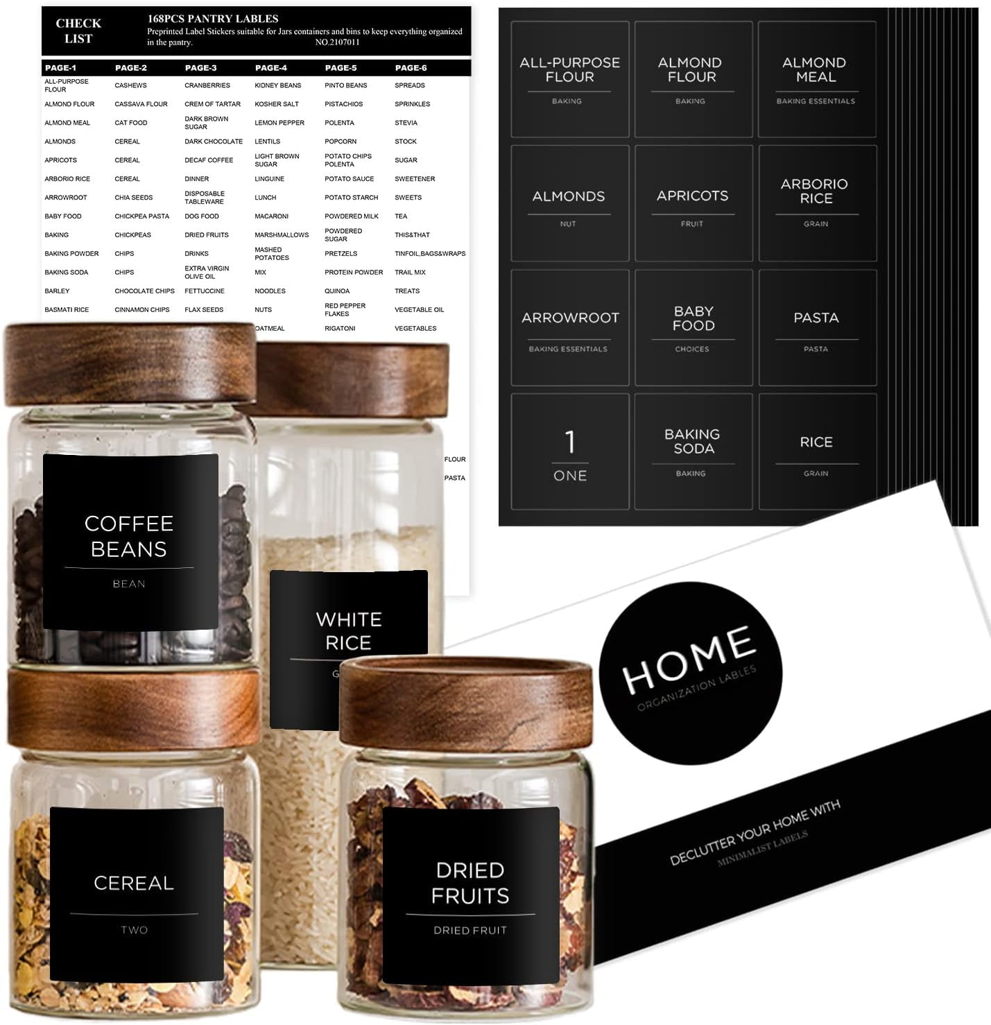 v2croft 168 Pantry Labels for Containers, Minimalist Black Matte ...