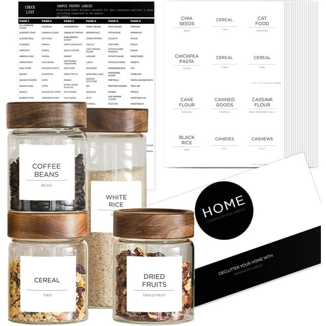 v2croft 168 Pantry Labels for Containers, Minimalist White Matte ...