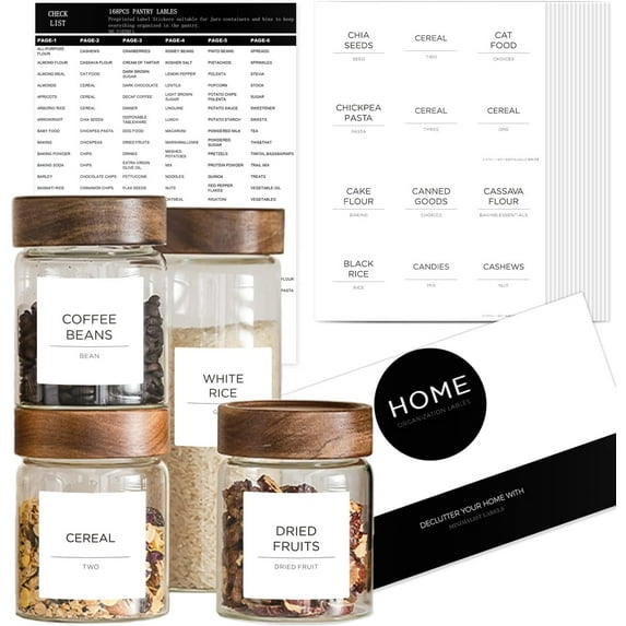 v2croft 168 Pantry Labels for Containers, Minimalist White Matte ...