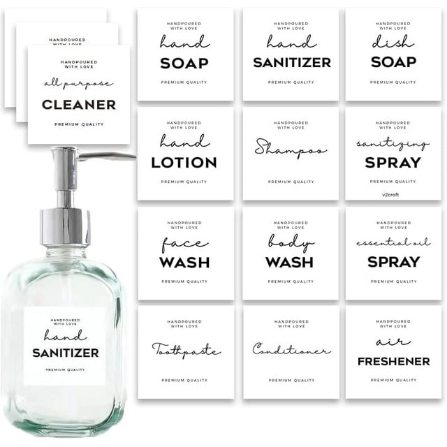 v2croft 36 Soap Labels Waterproof, Minimalist Hand Soap Labels for ...
