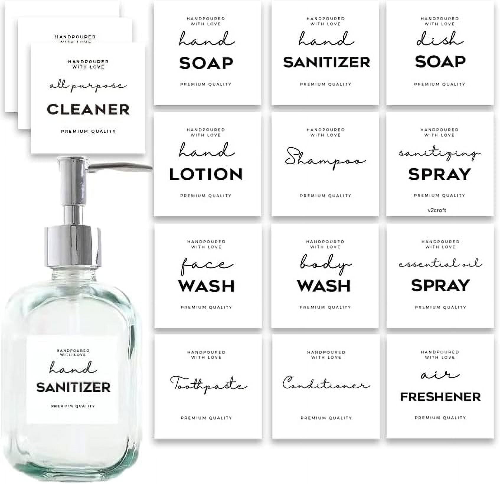 v2croft 36 Soap Labels Waterproof, Minimalist Hand Soap Labels for ...