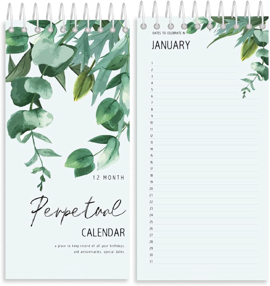 v2croft Perpetual Calendar, 5" x 10" Minimalist Special Event Reminder ...