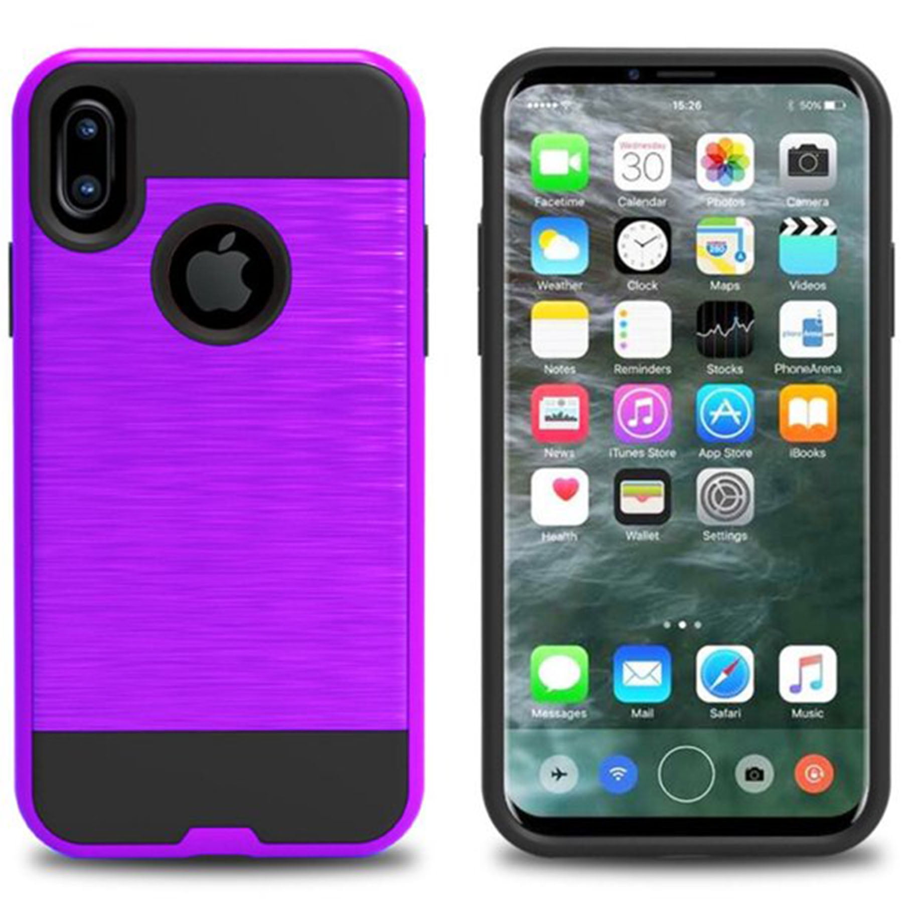 vAccessorize Apple iPhone X Shockproof Brushed Metal Phone Case Cover ...