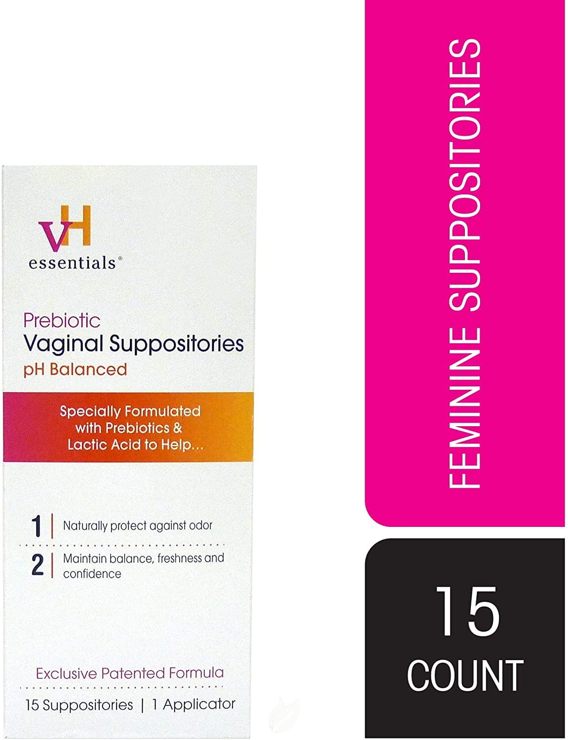 vH Essentials pH Balanced Prebiotic Vaginal Suppositories, 15 count ...