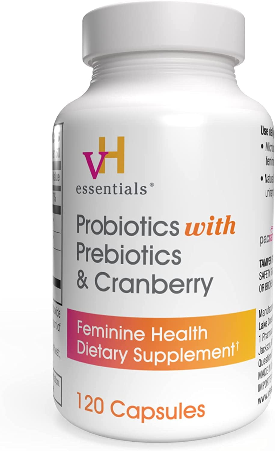 Vh Essentials Probiotics With Prebiotics And Cranberry Feminine Health Supplement 120 Capsules