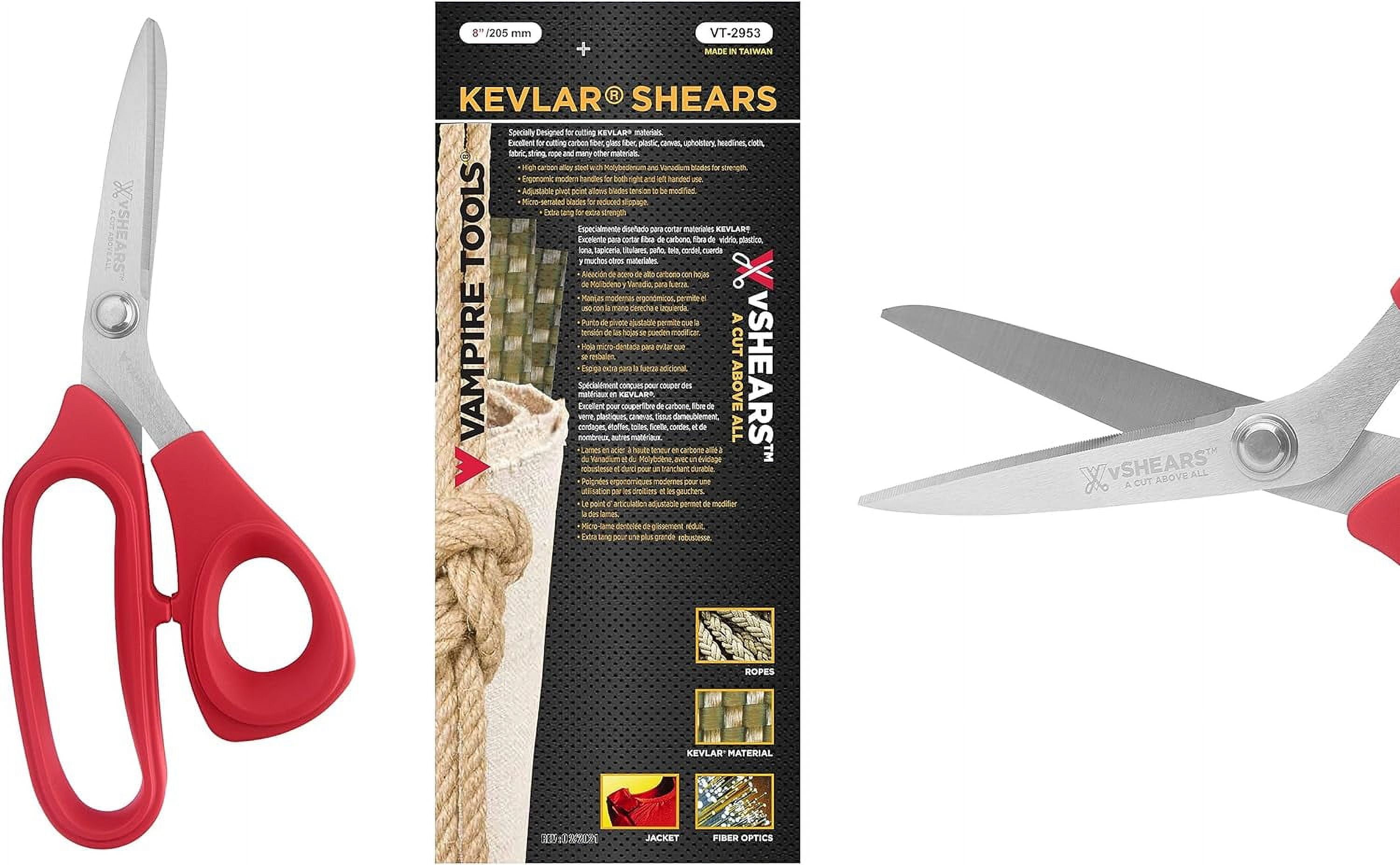 vSHEARS VT-2953 8" Fiber Optic Carbon Steel Kevlar Shears - Cuts Kevlar ...
