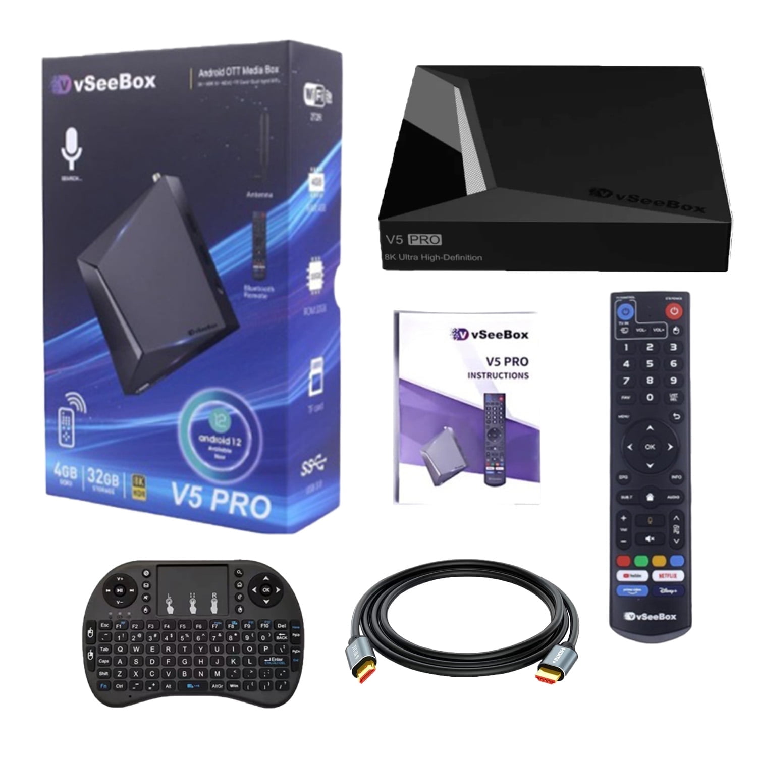 vSeeBox V5 Pro 4GB + 32GB 6K Ultra HD Streaming Device - Free Accessory ...